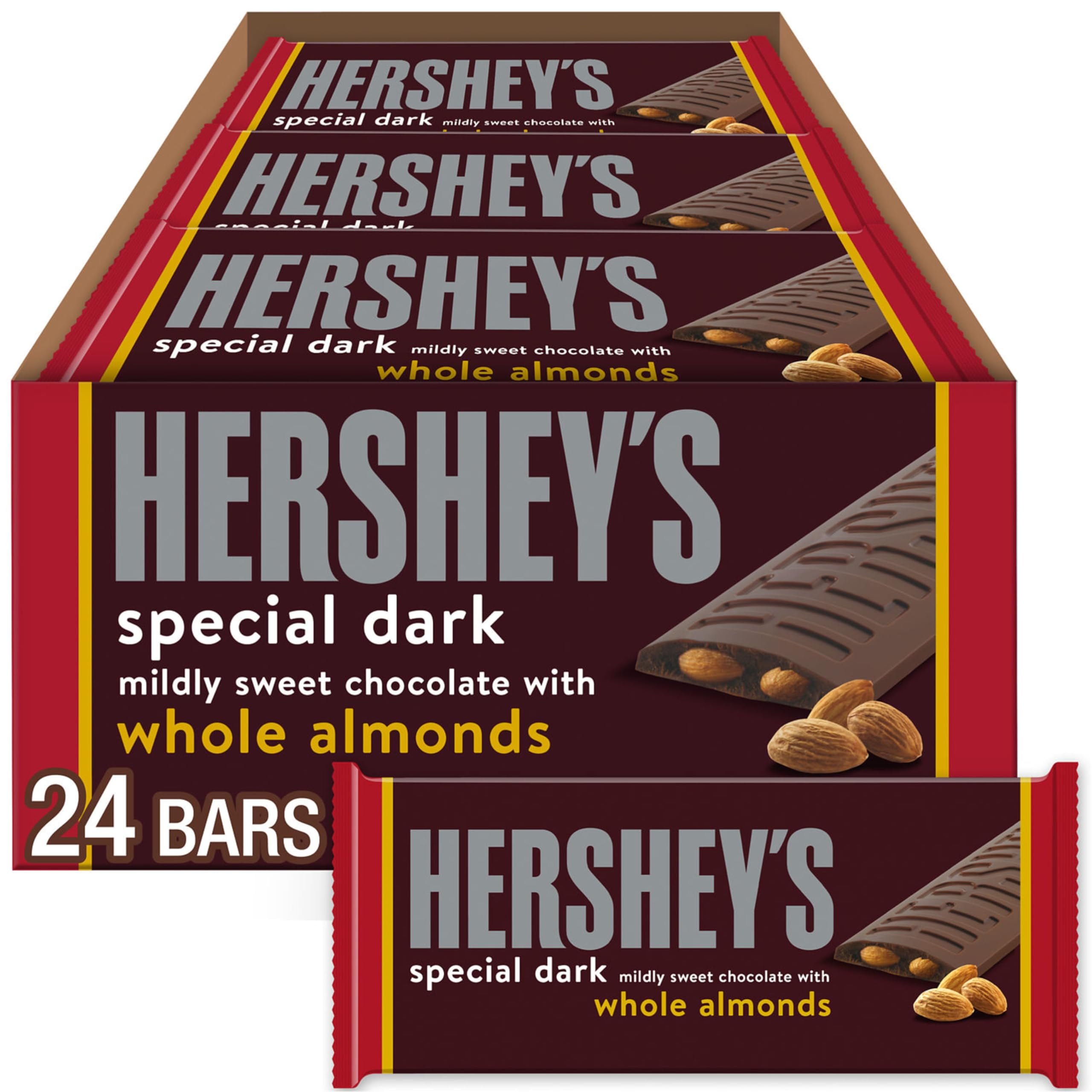 Hersheys Special Dark Chocolate With Whole Almonds Candy Bars, 1.45 Oz ...