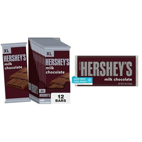 Hersheys Xl Bar, 4.4 Ounce Bar (Pack Of 12) & Hersheys Milk Chocolate ...
