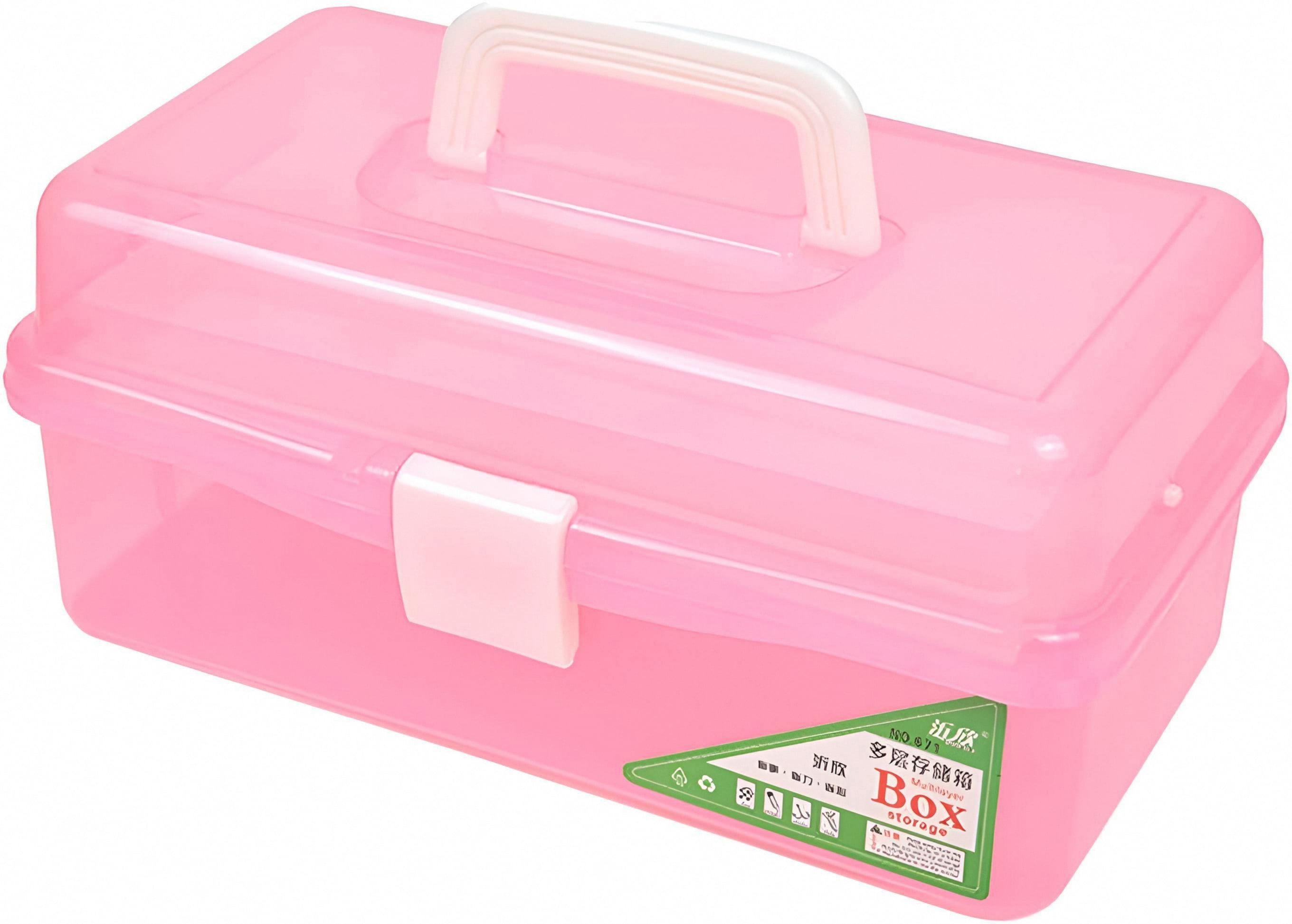 Hershuing 13in Three-Layer Clear Art Storage Box Craft Organizer ...