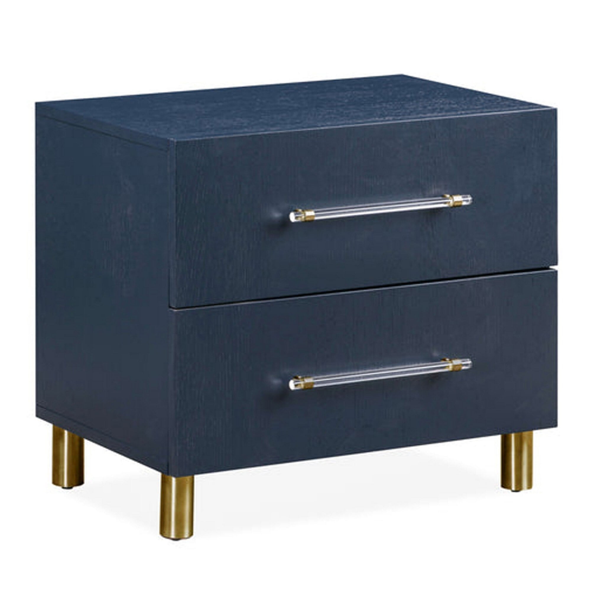 Benjara Herst 26 Inch Nightstand, Navy Blue Wood, 2 Drawers ...