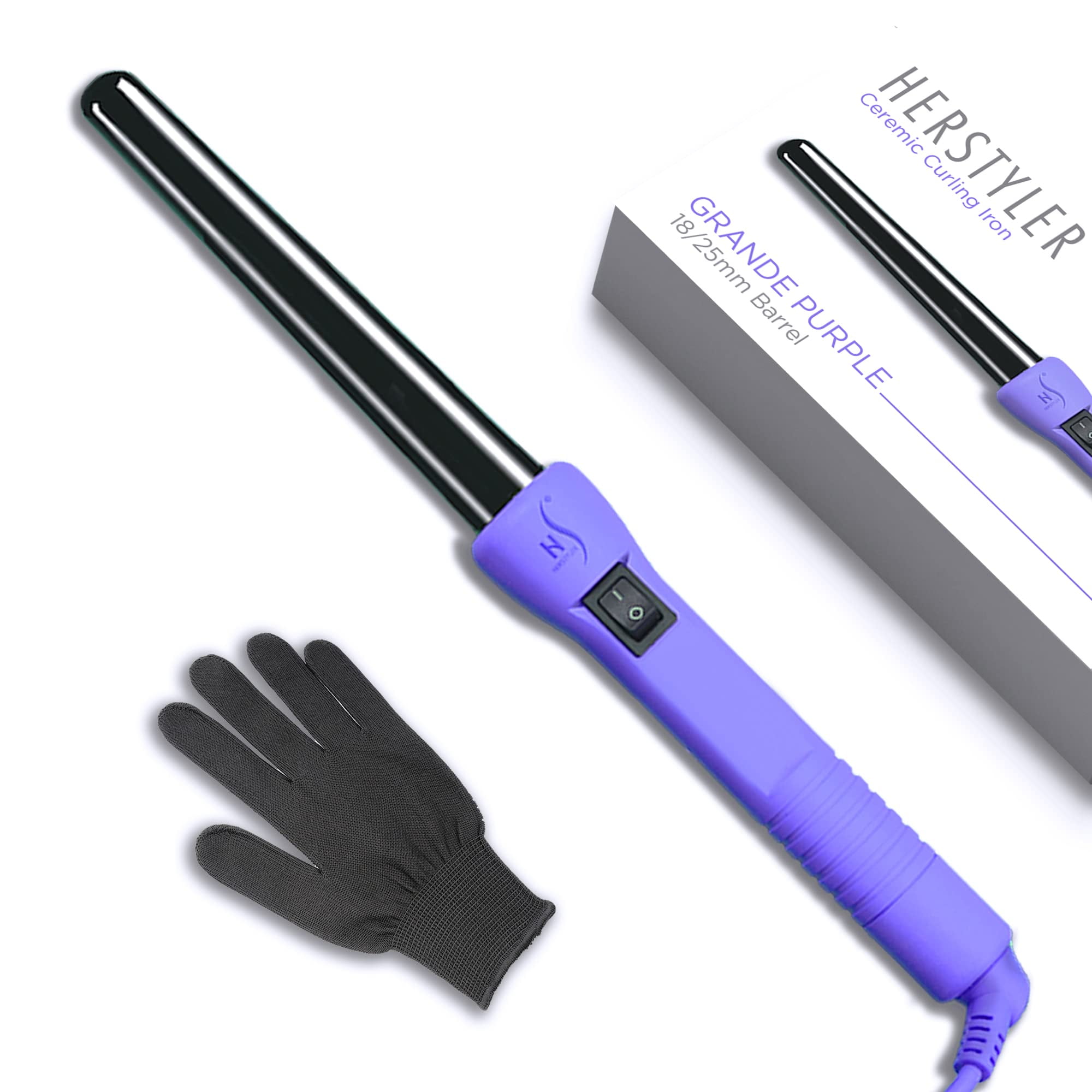 Herstyler Grande Ceramic Tapered Curling Wand - 1 inch Dual Voltage ...