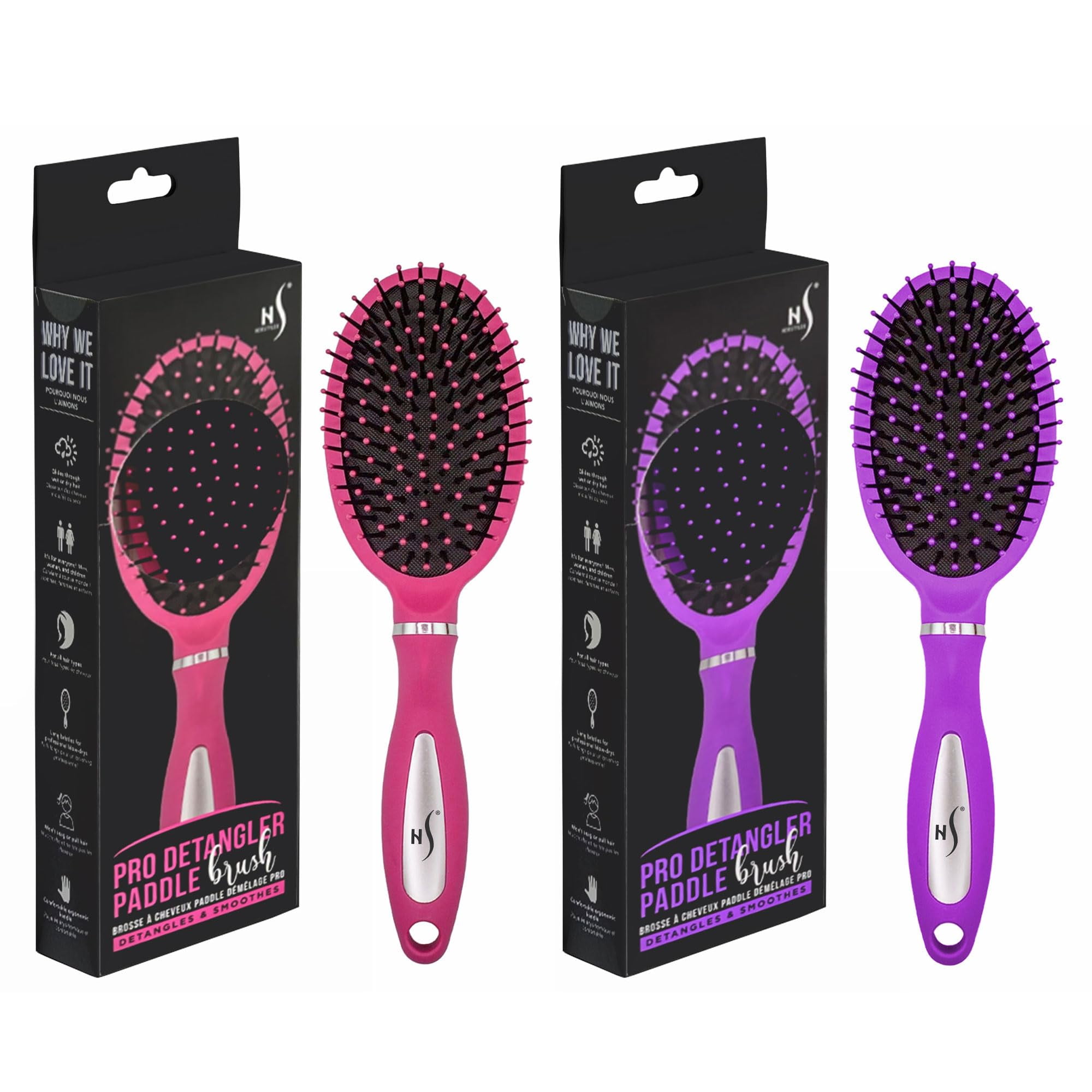 Herstyler Untangle Brush - Tangle Free Hair Brush - 2 Pack - Detangler ...