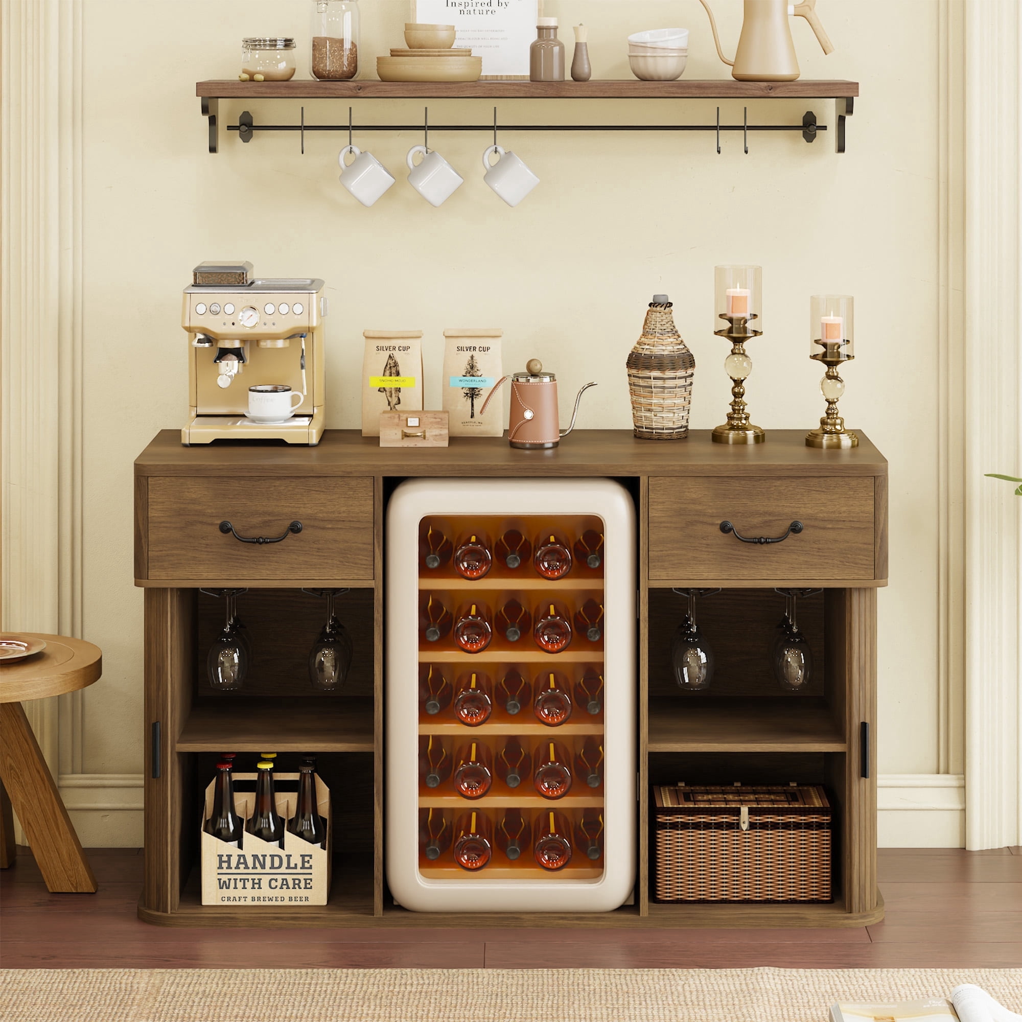 Hersunpl Cabinet with Mini Fridge Space, Mini Fridge Cabinet Stand ...