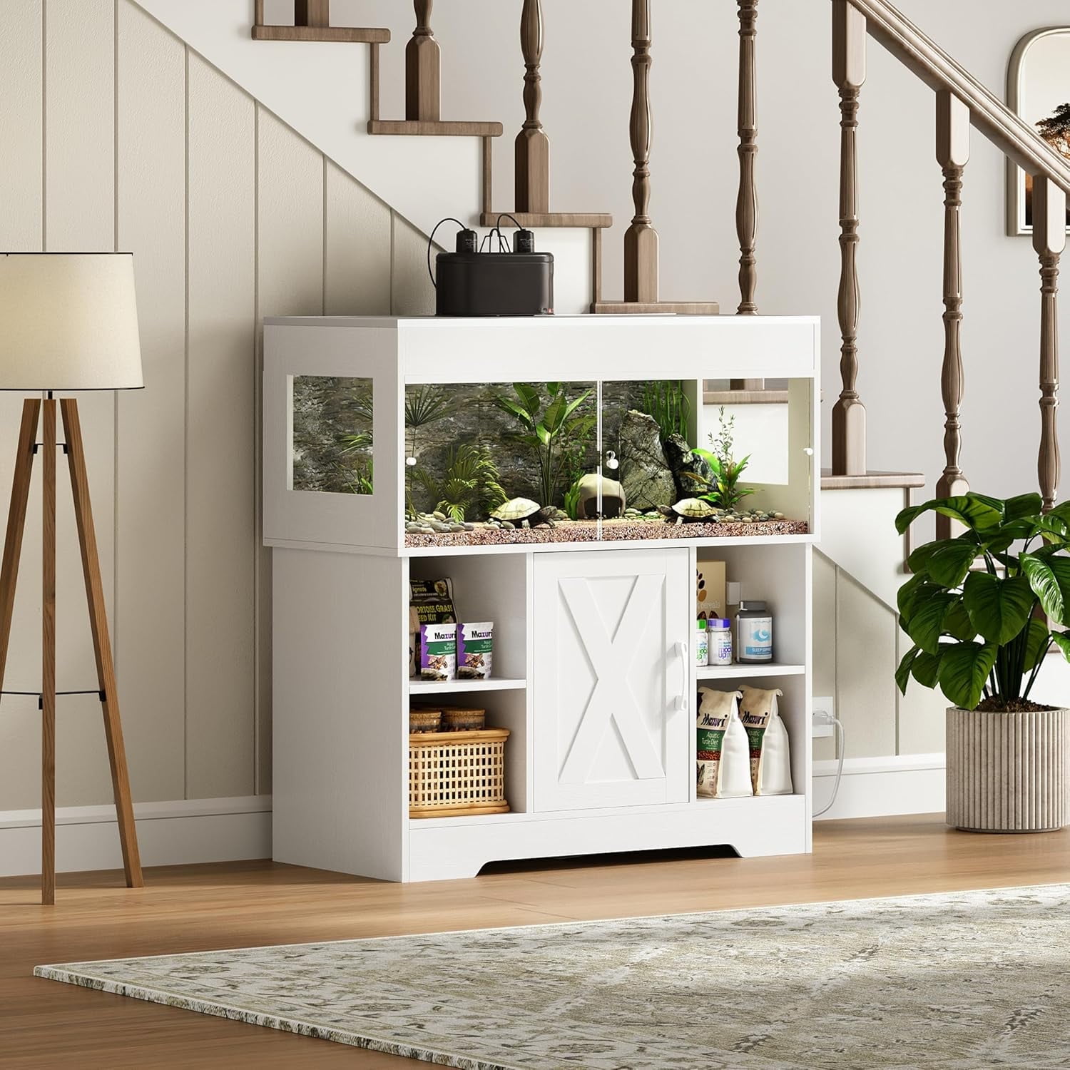 Herture 60 Gallon Reptile Tank with Stand, Terrarium Tank with Storage ...