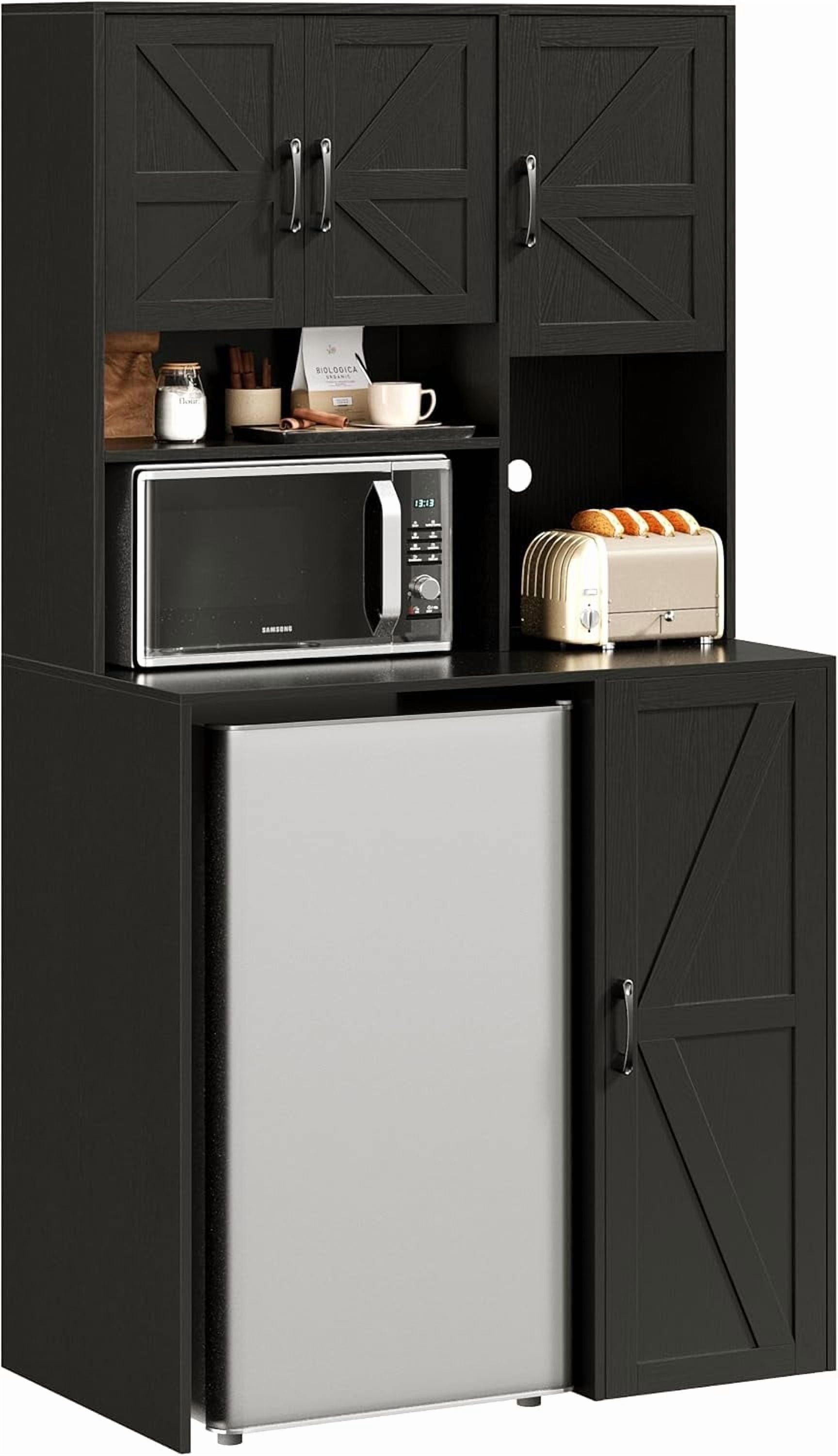 Herture Mini Fridge Cabinet with Storage, Coffee Bar Cabinet with Mini ...