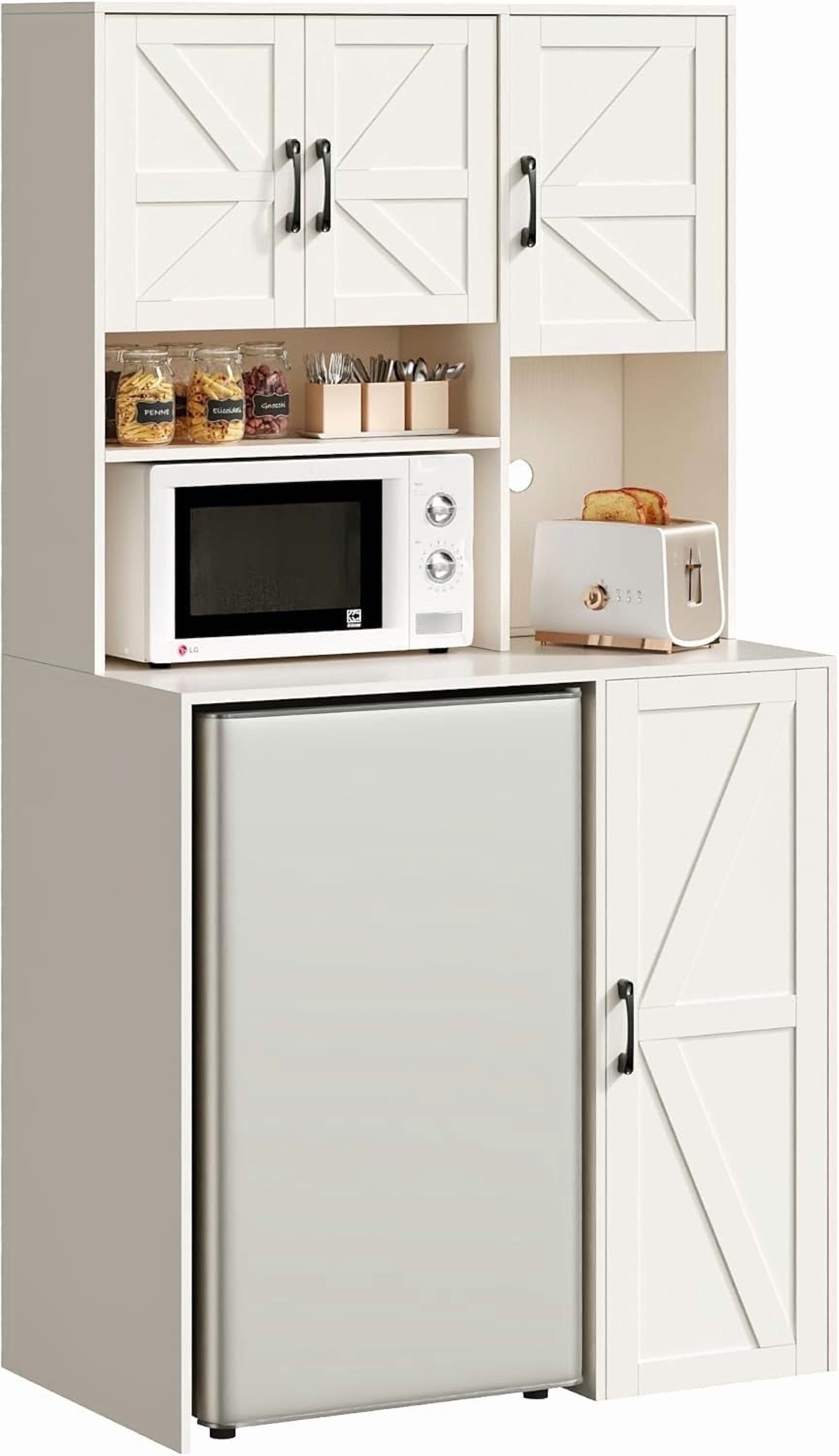 Herture Mini Fridge Cabinet with Storage, Coffee Bar Cabinet with Mini ...