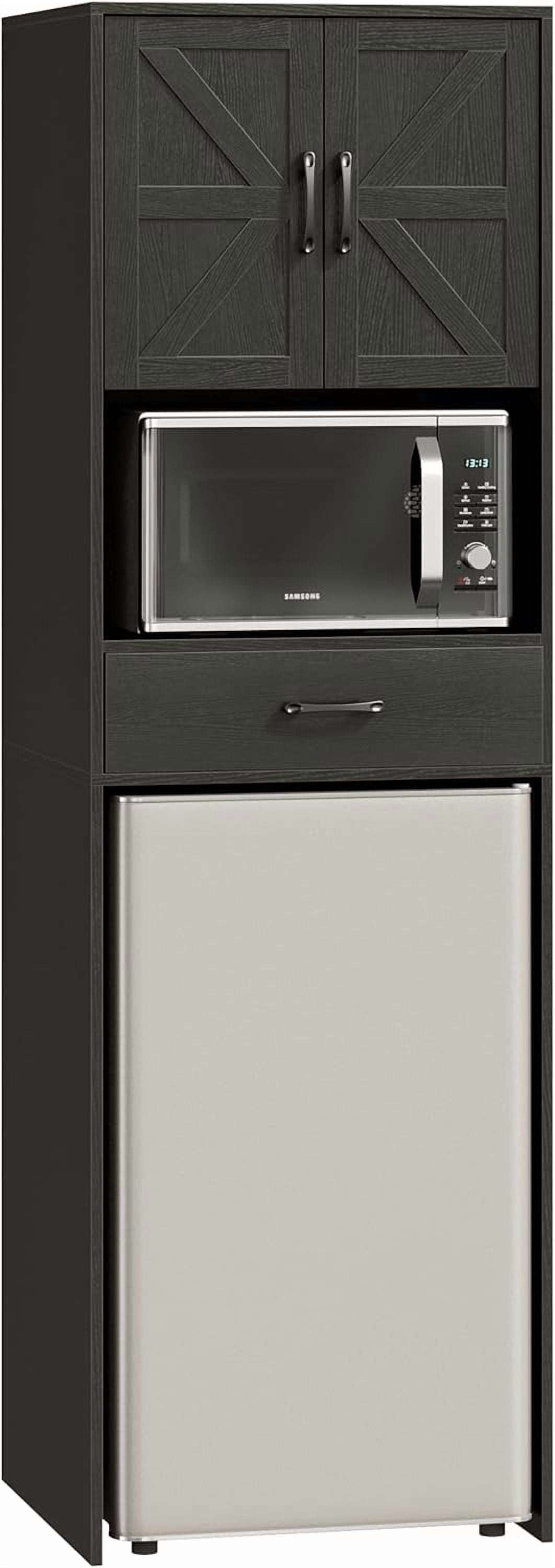 Herture Mini Fridge Stand with Storage and Power Outlet, Coffee Bar ...