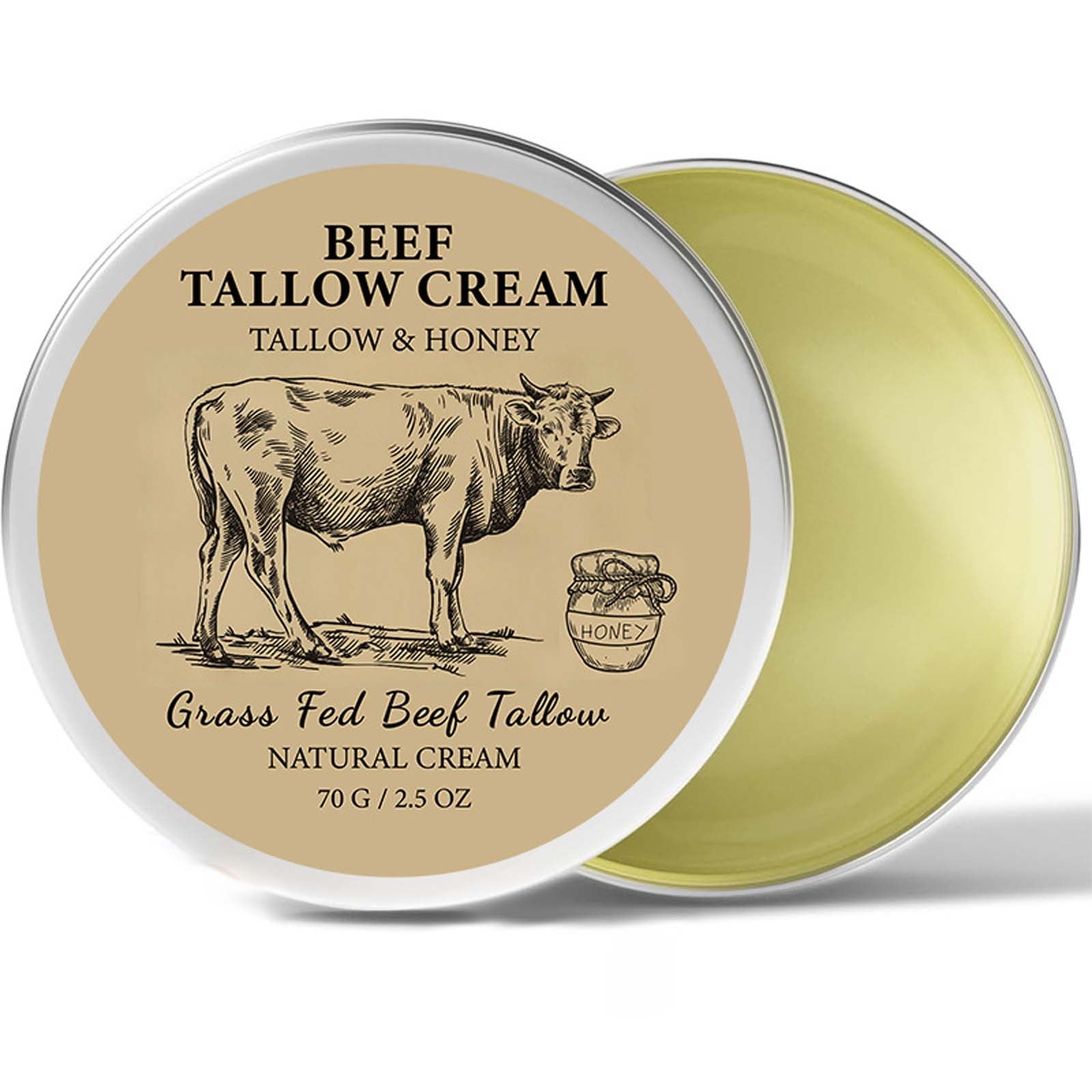Herunwer Beef Tallow for Skin, Tallow and Honey Cream,Tallow Face ...