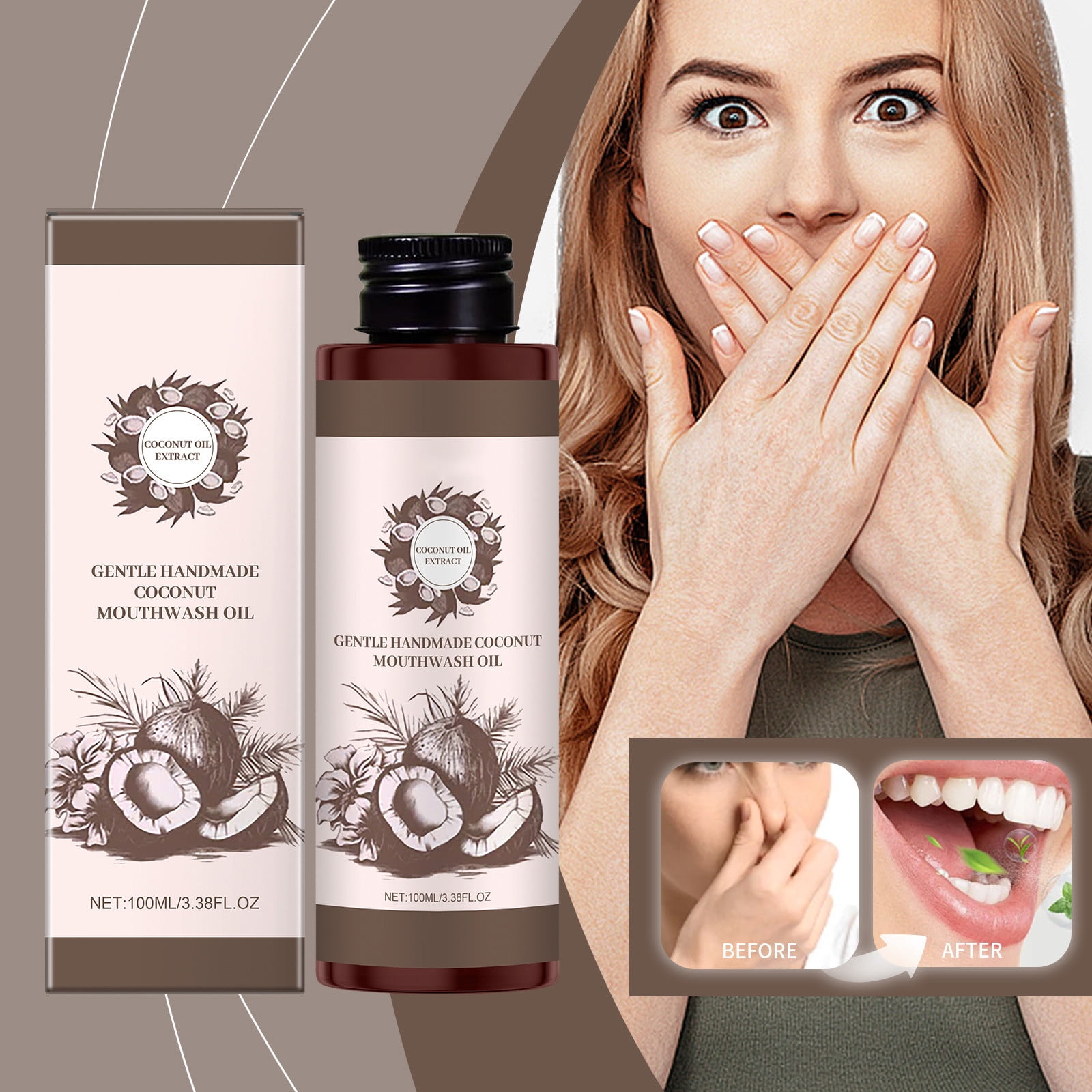 Herunwer Coconut Pulling Oil,Whitening Pulling Oil with Coconut Oil for ...