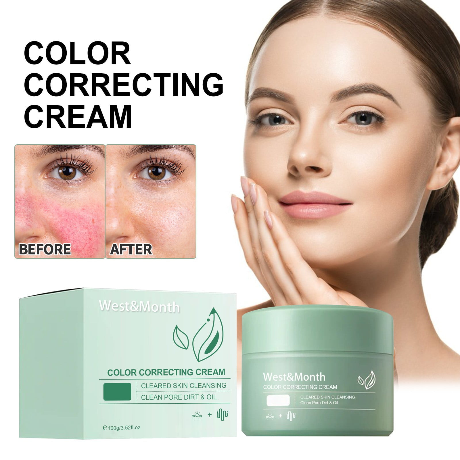 Herunwer Color Correcting Treatment Cream, Anti Redness Green Concealer ...