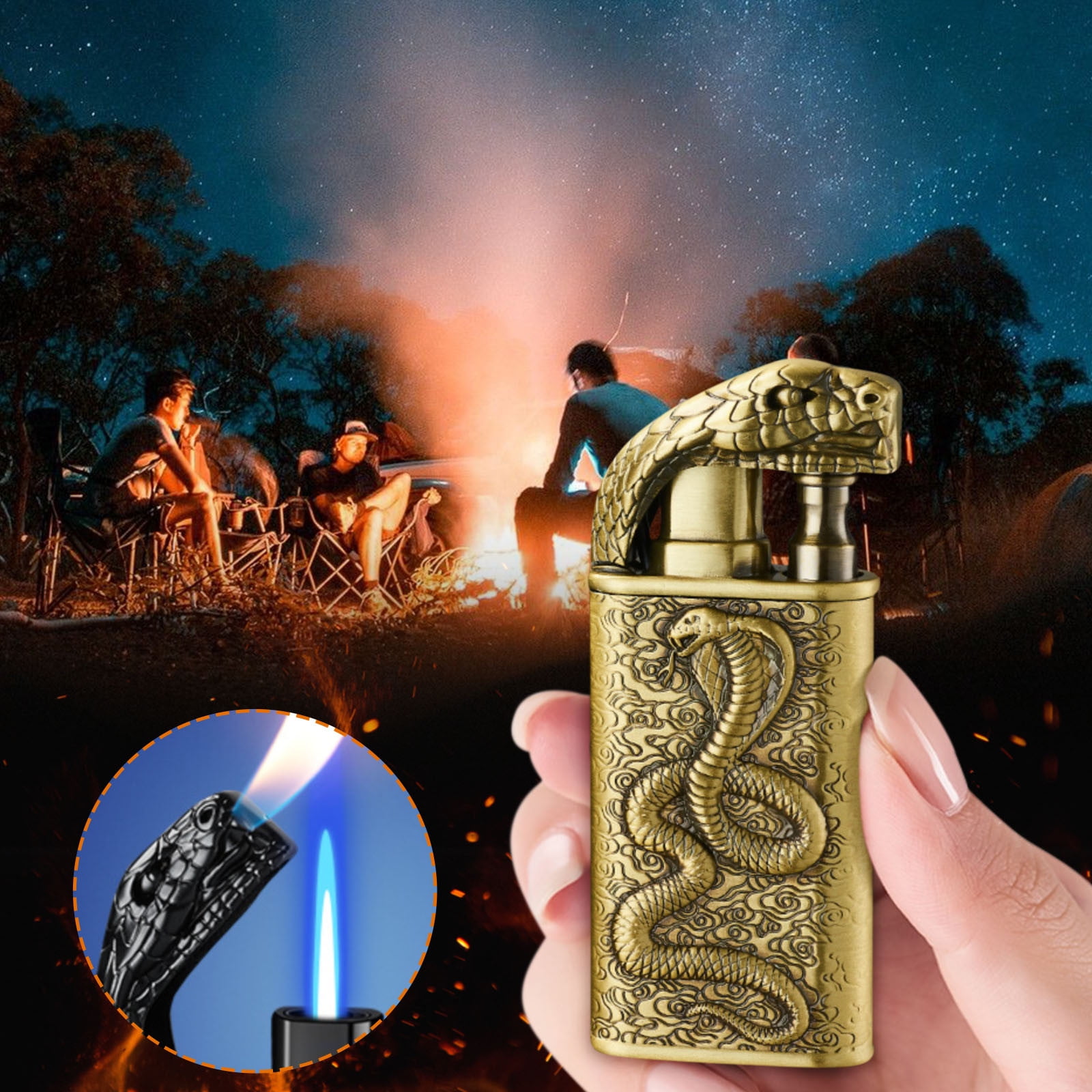 Herunwer Crater Clear Light Inclined Fire Open Flame Wheel Lighter ...