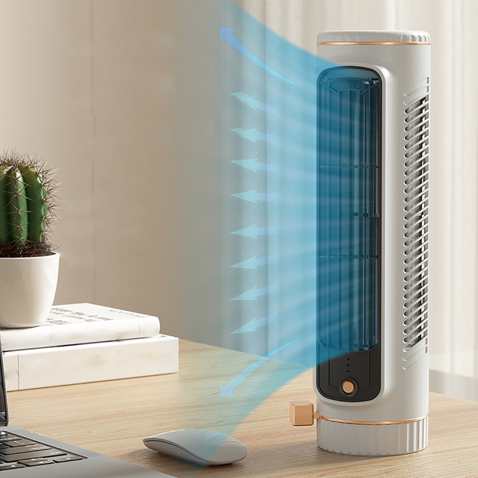 Herunwer Desk Fan 3-Speed Oscillating Bladeless Desktop Cooling Fan ...