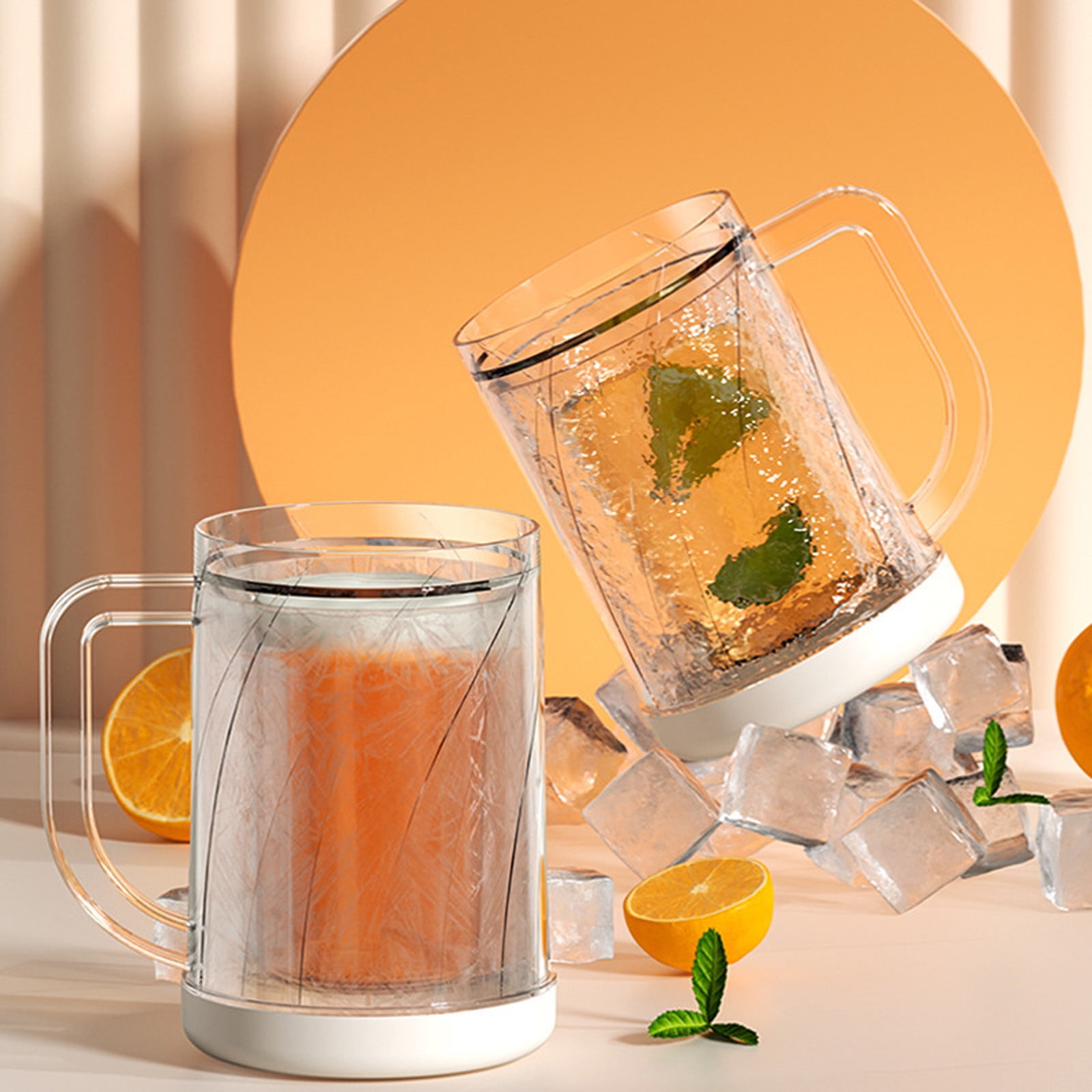 Herunwer Freezer Beer Mugs, Double Wall, Insulated Gel Plastic Pint ...
