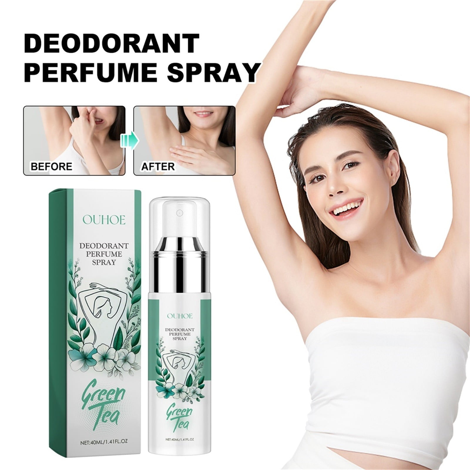 Herunwer Green Tea Underarm Deodorant Spray, Natural Green Tea ...