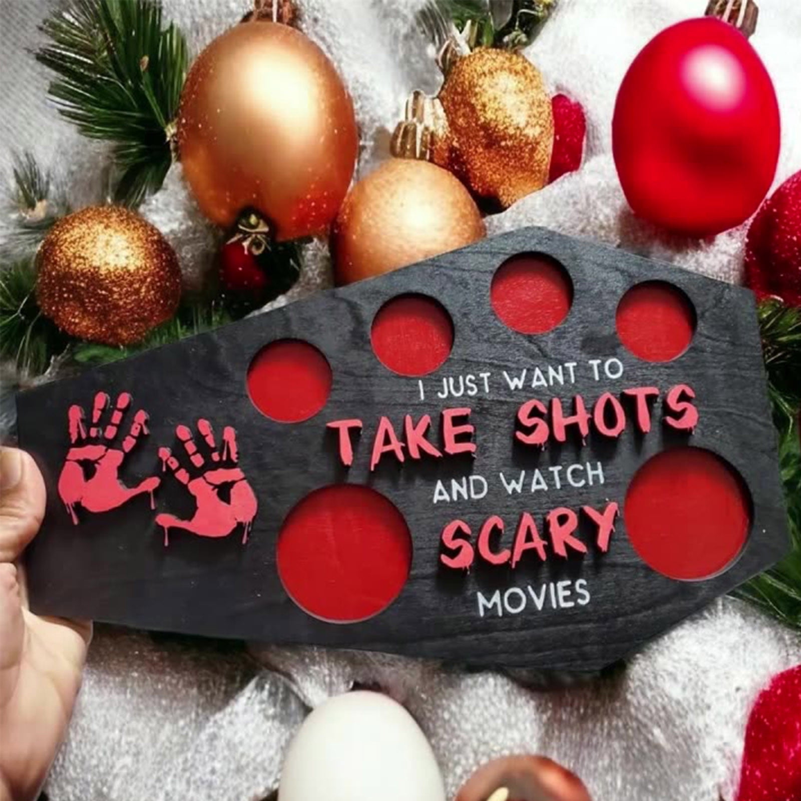 Herunwer Horror Shots Tray Coffin Shaped Wine Shot Glass Tray Horror Shooting Trayperfect For