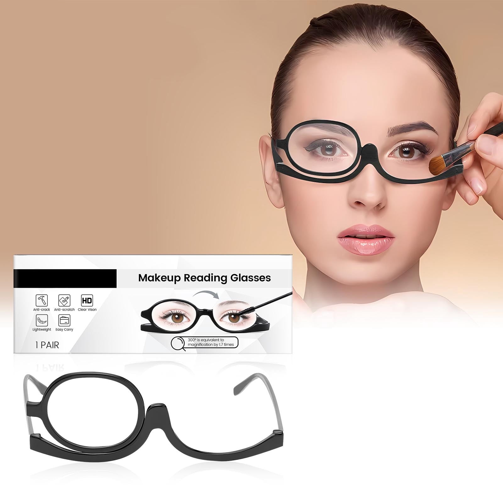Herunwer Make up Reading Glasses Magnifying Makeup Glasses Flip Up ...
