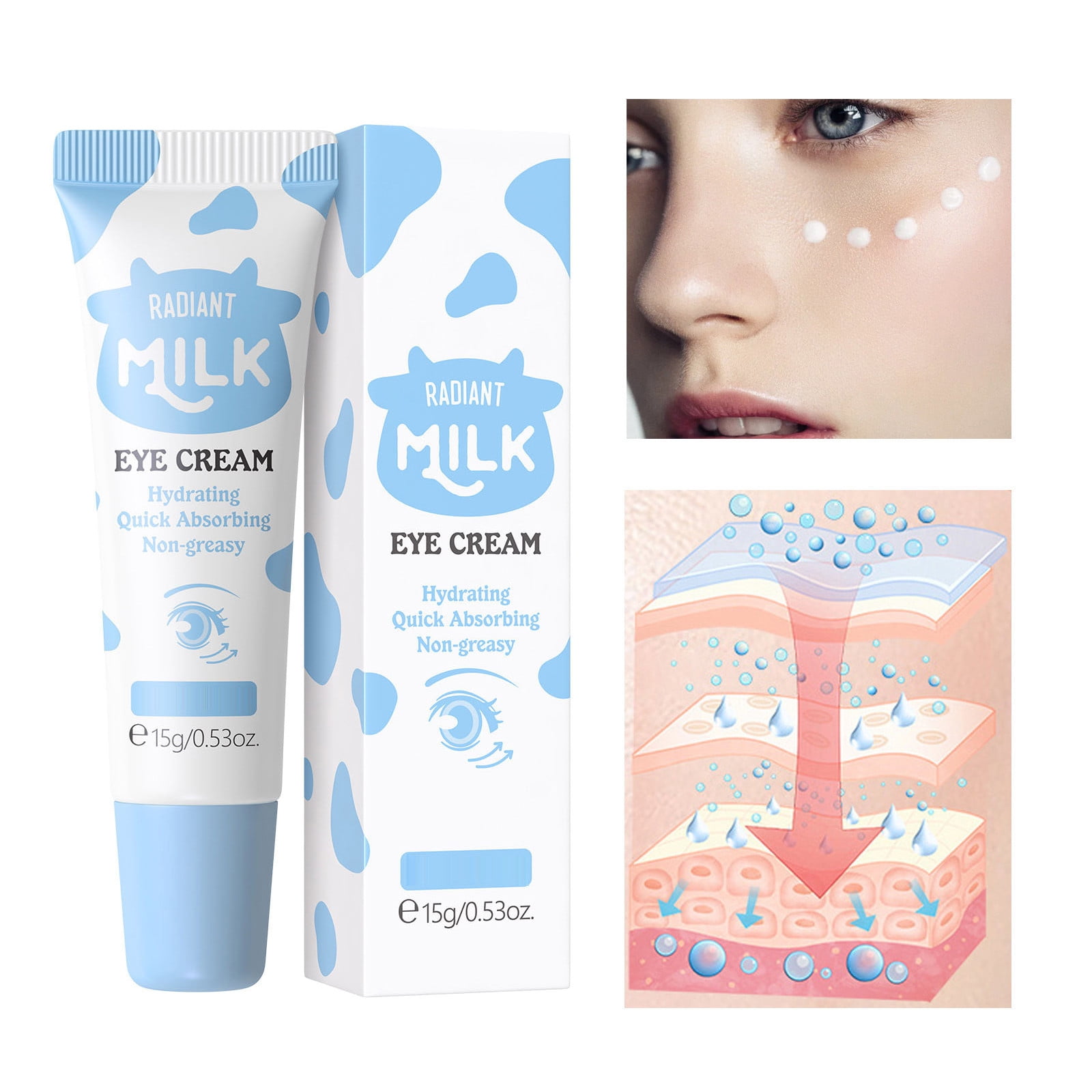 Herunwer Milk Under Eye Cream Roll-On, Triple Roll & Glow the Skin ...