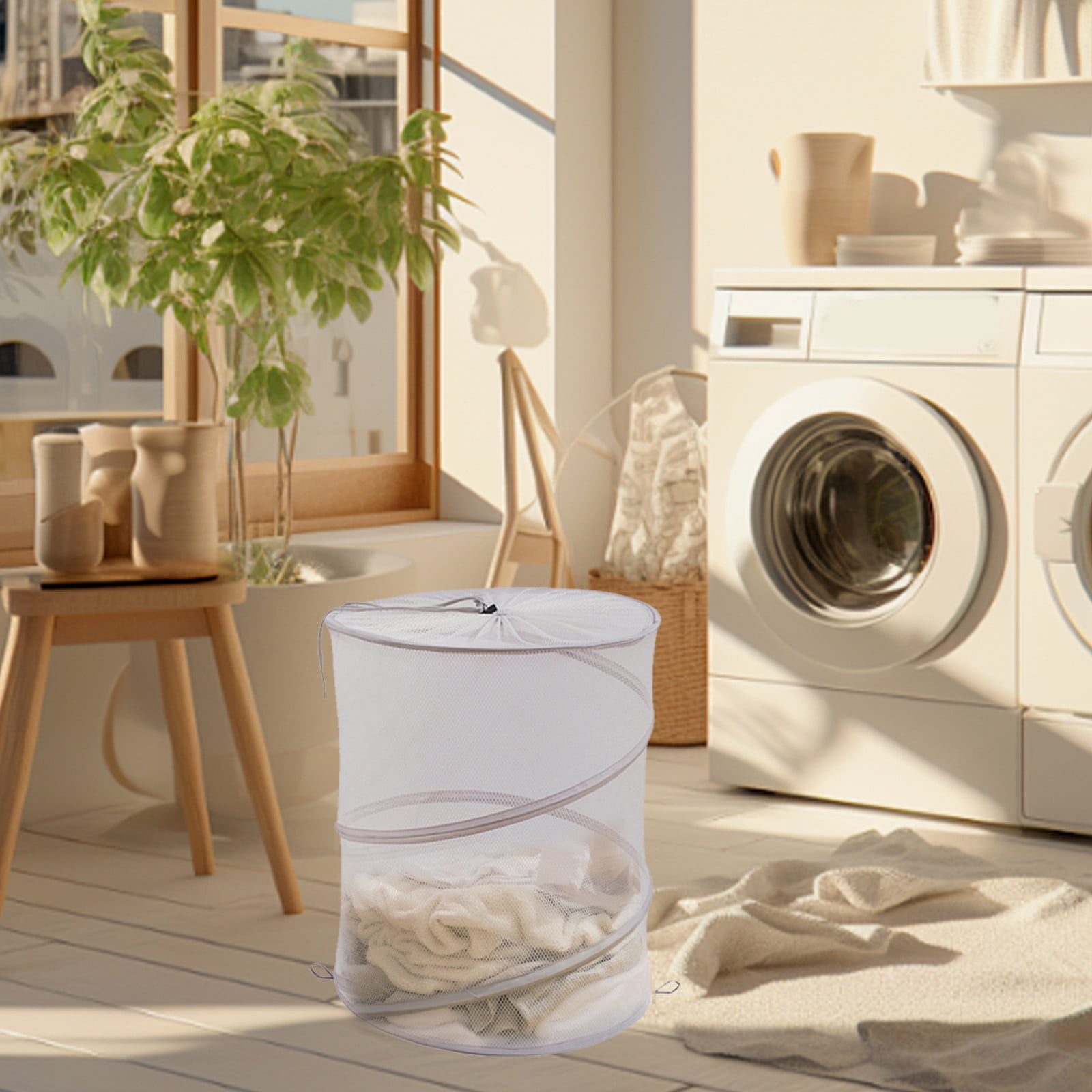 Herunwer Pop Up Collapsible Laundry Baskets, Foldable Mesh Popup ...