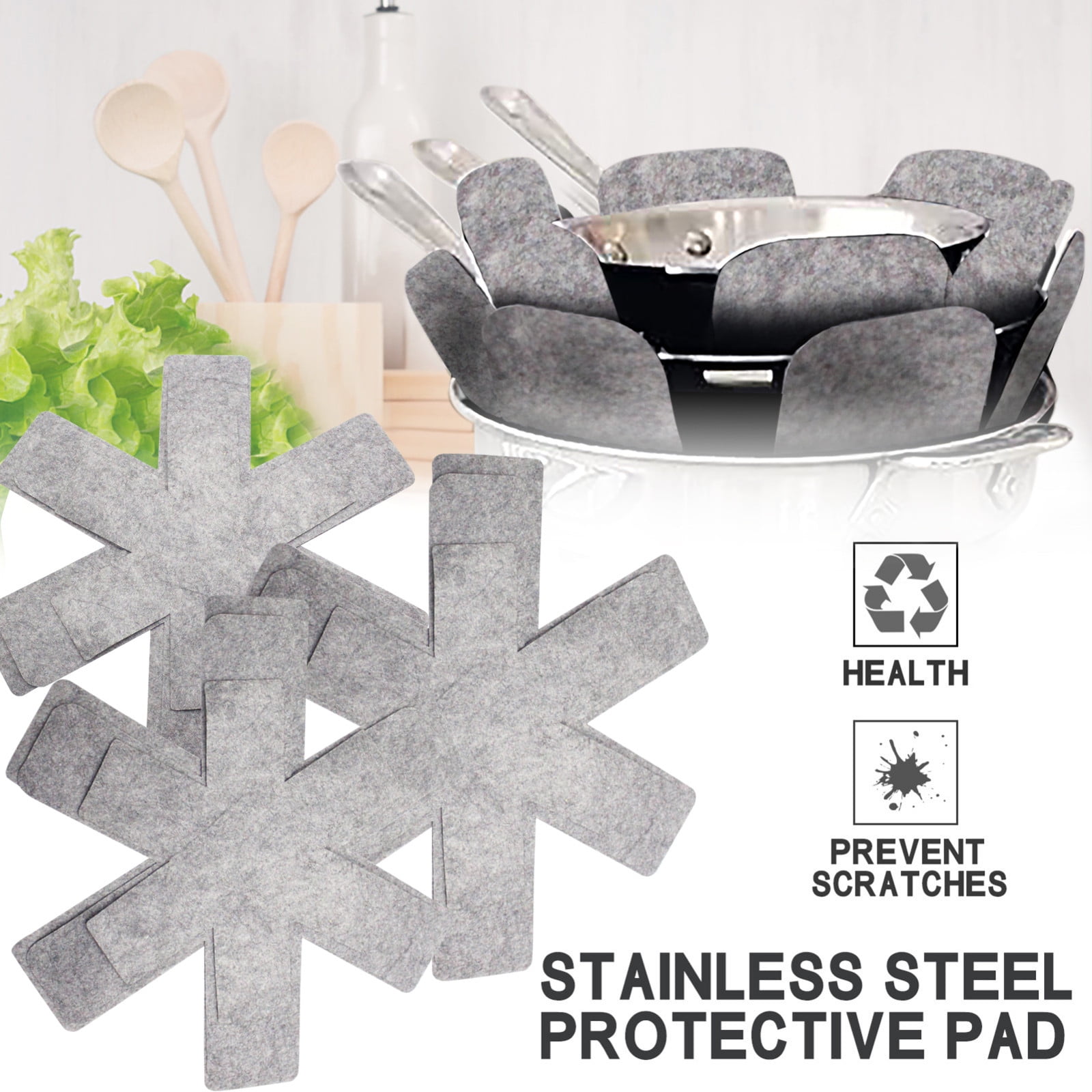 Herunwer Pot Pan Protectors for Stacking Protecting Your Cook Set of 4 ...