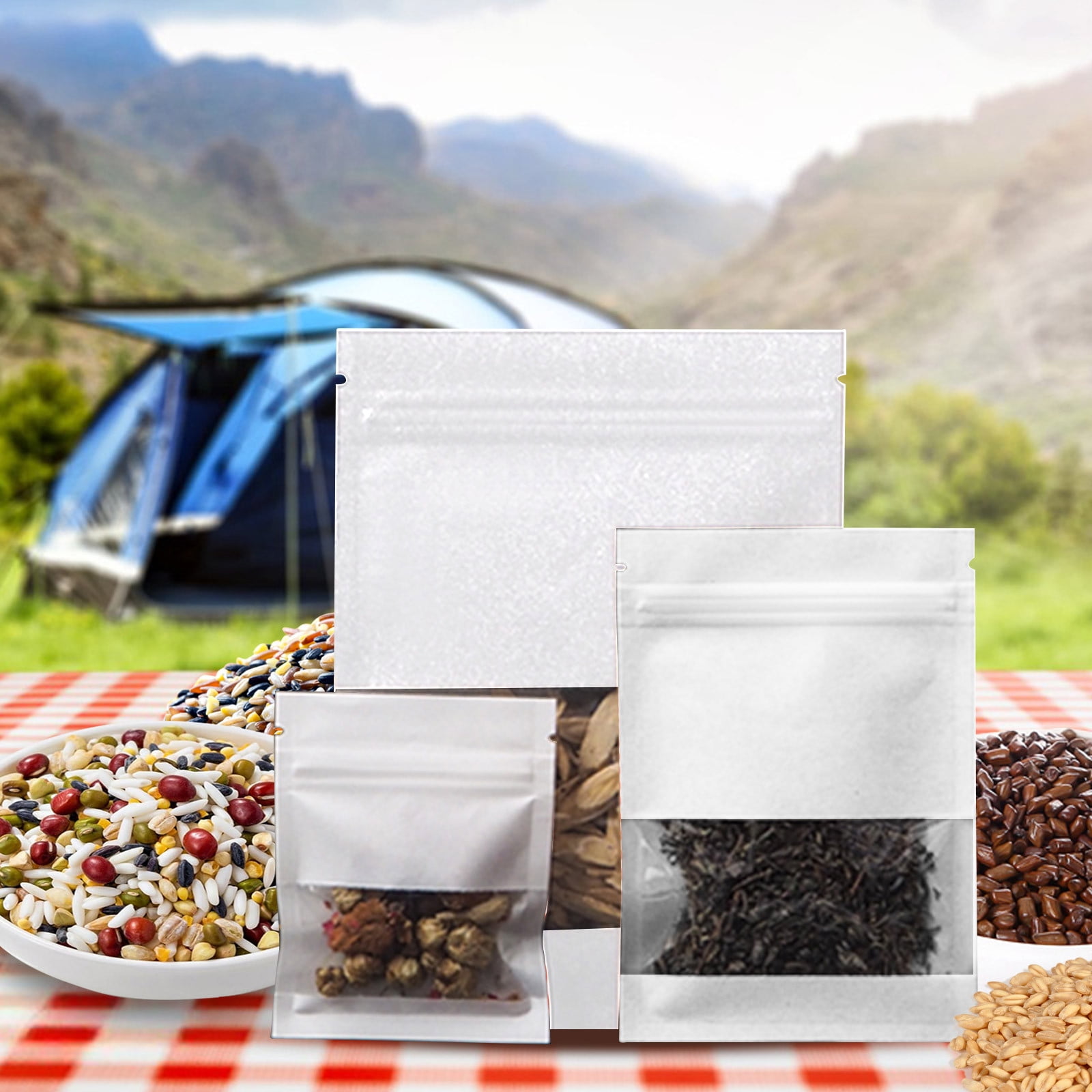 Herunwer Window Airtight Kraft Paper for Zip Food Storage Lock Small ...