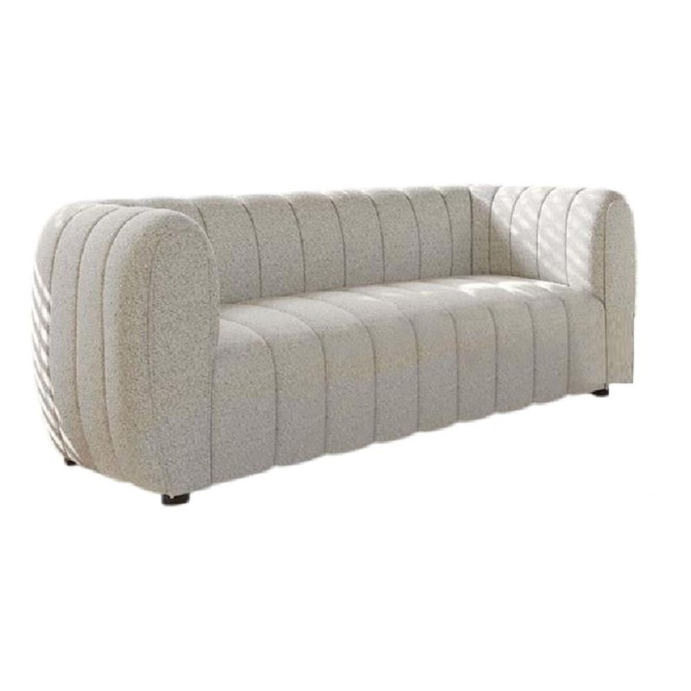 Hery Loveseat- 65 Inch- White Boucle- Vertical Channel Tufted Details ...