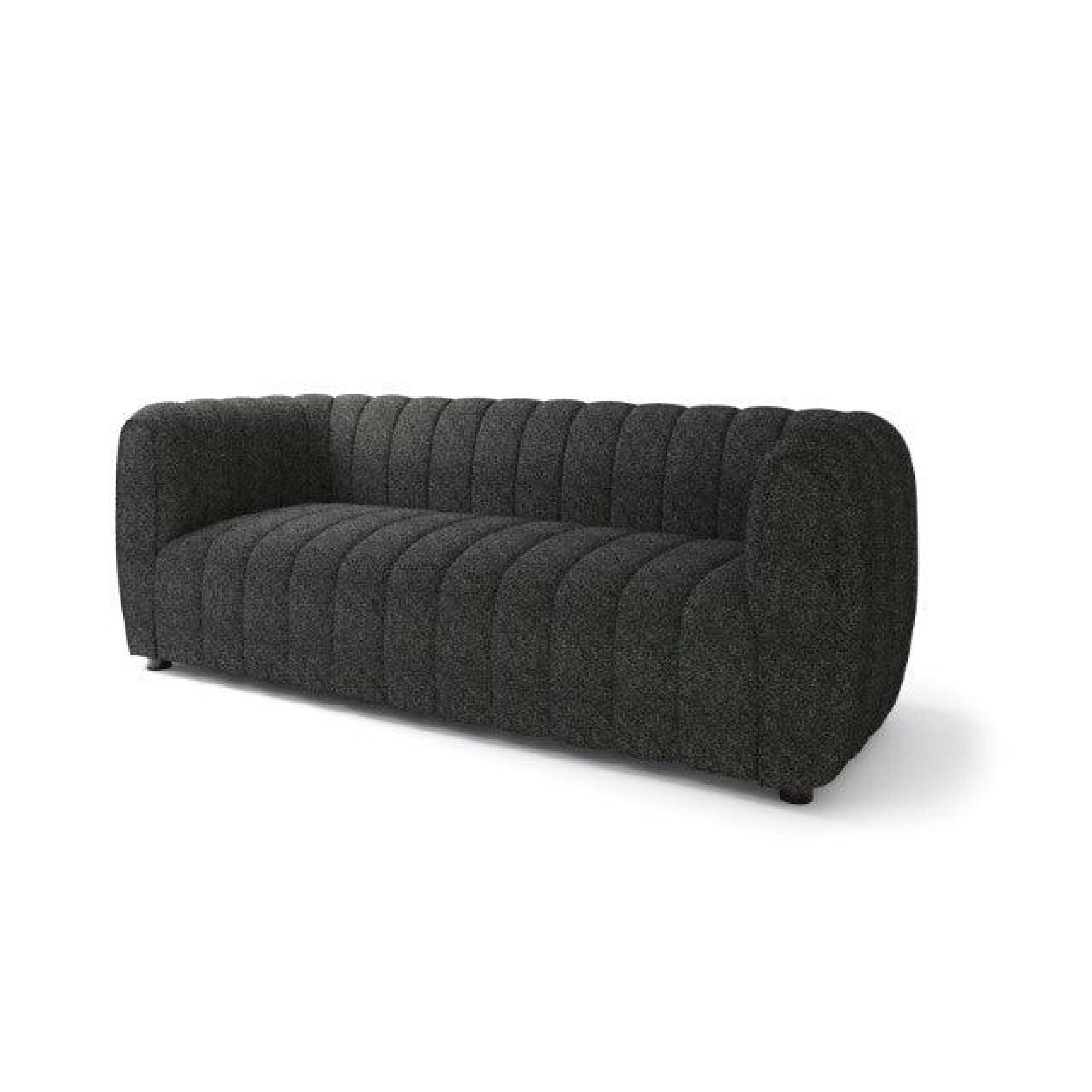 Hery Sofa, 83 Inch, Black Boucle, Vertical Channel Tufted Details ...