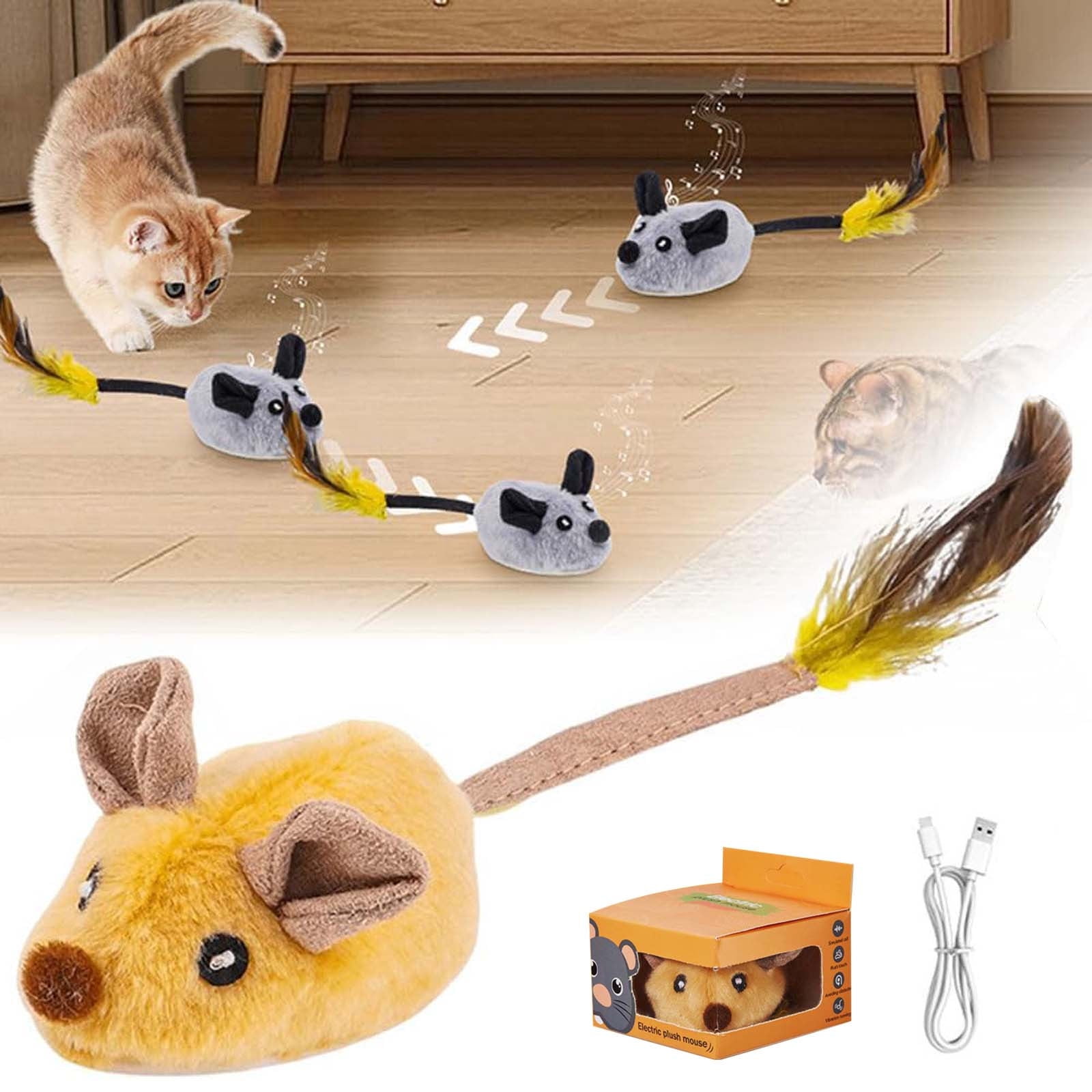 Hesai Interactive Cat Toys Mouse for Indoor Cats Rechargeable LED Cat ...