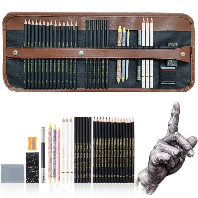 Heshengping 31 Drawing Sketching Pencils Kit, AIS1 Portable Artist ...