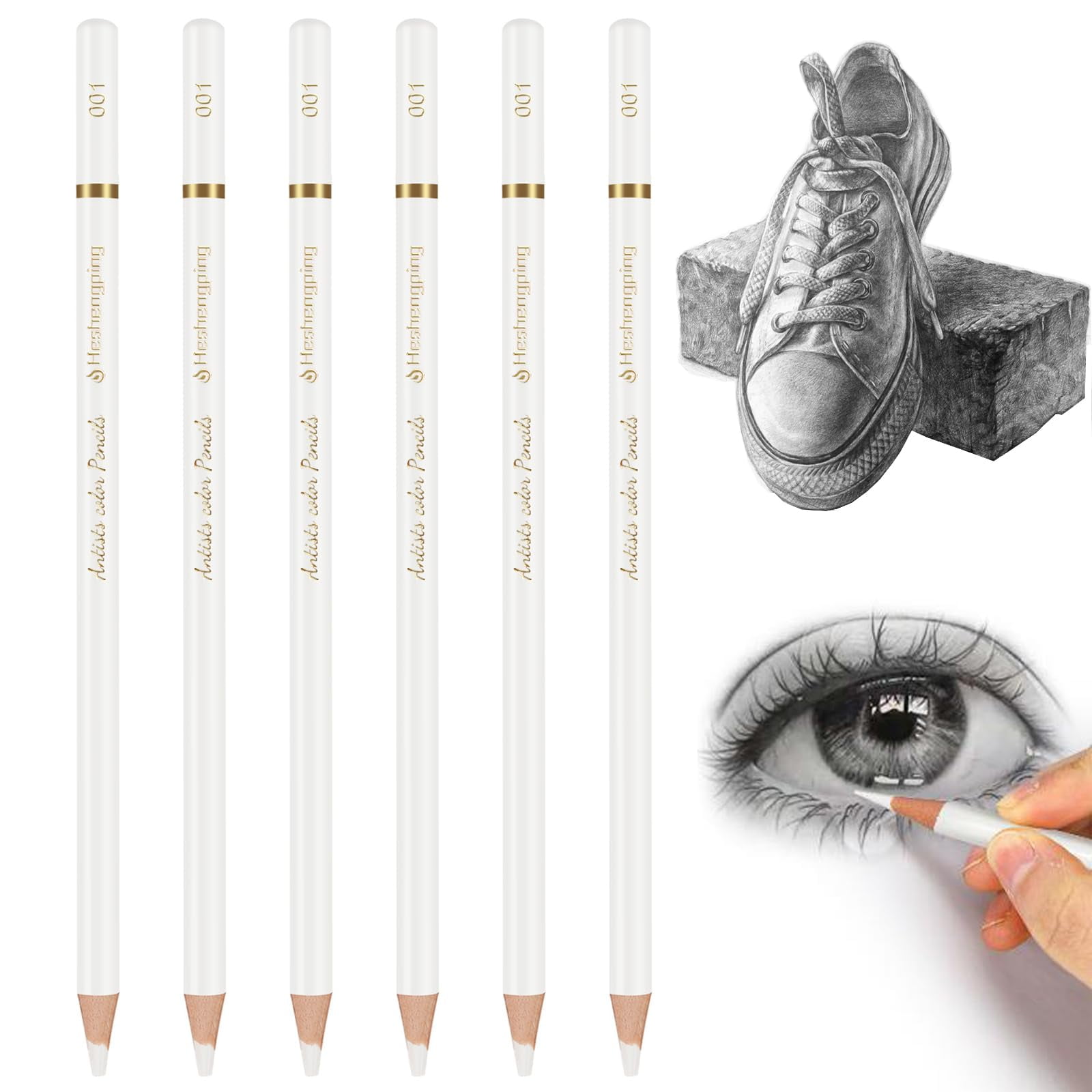 Heshengping 6pcs Highlight White oil color pencils coloring drawing ...