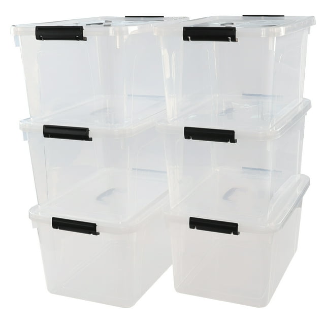 Hespama 20 Quart Clear Storage Box with Lid, 6 Pack Plastic Latching ...