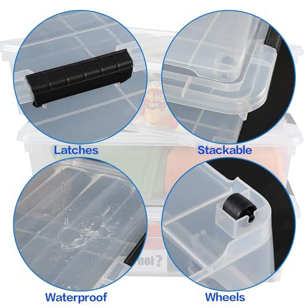 Hespama 3-Pack 50 Quart Plastic Underbed Storage Container Box, Large ...