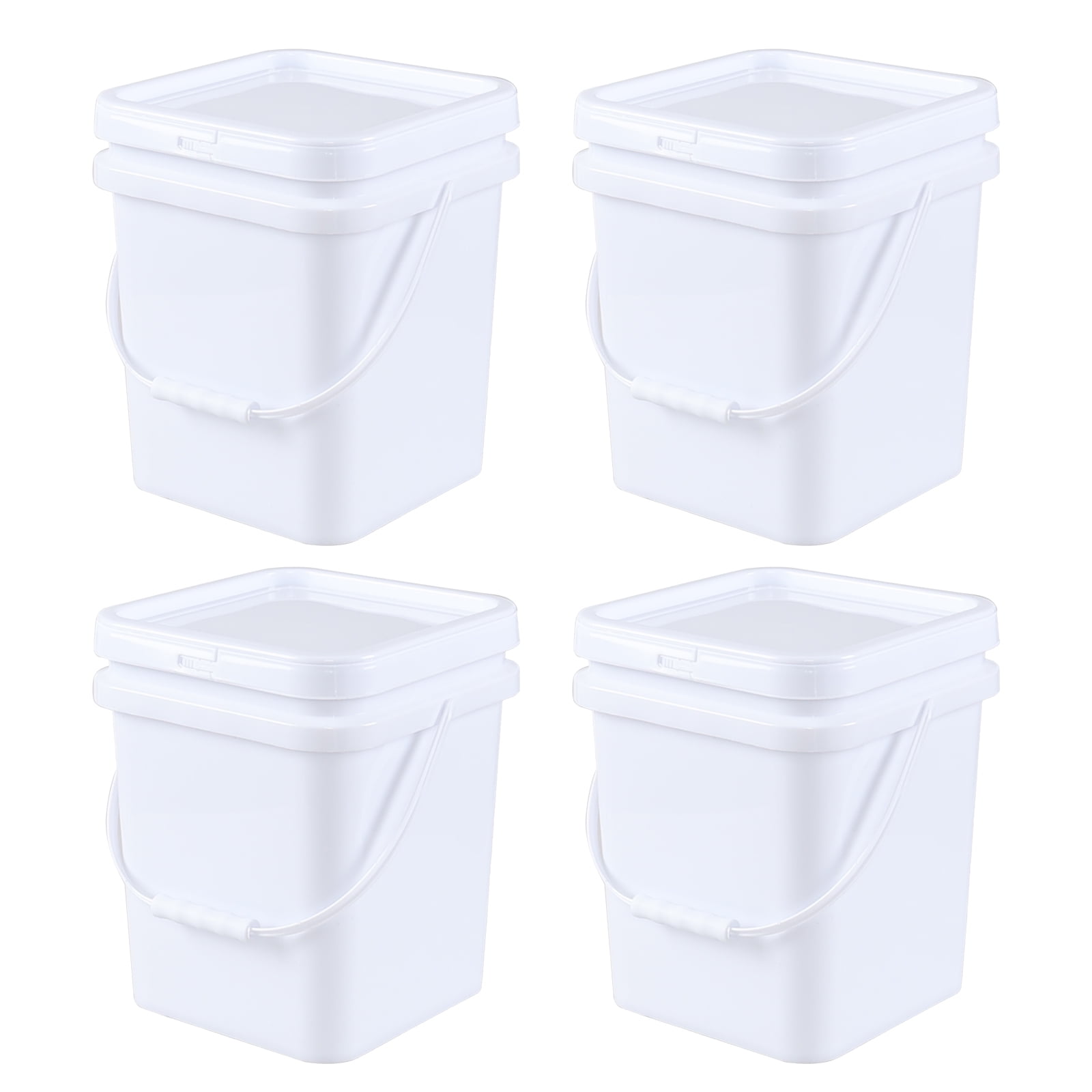Hespama 4.8 Gallon Food Grade Plastic Bucket with Lid, Square Bucket ...
