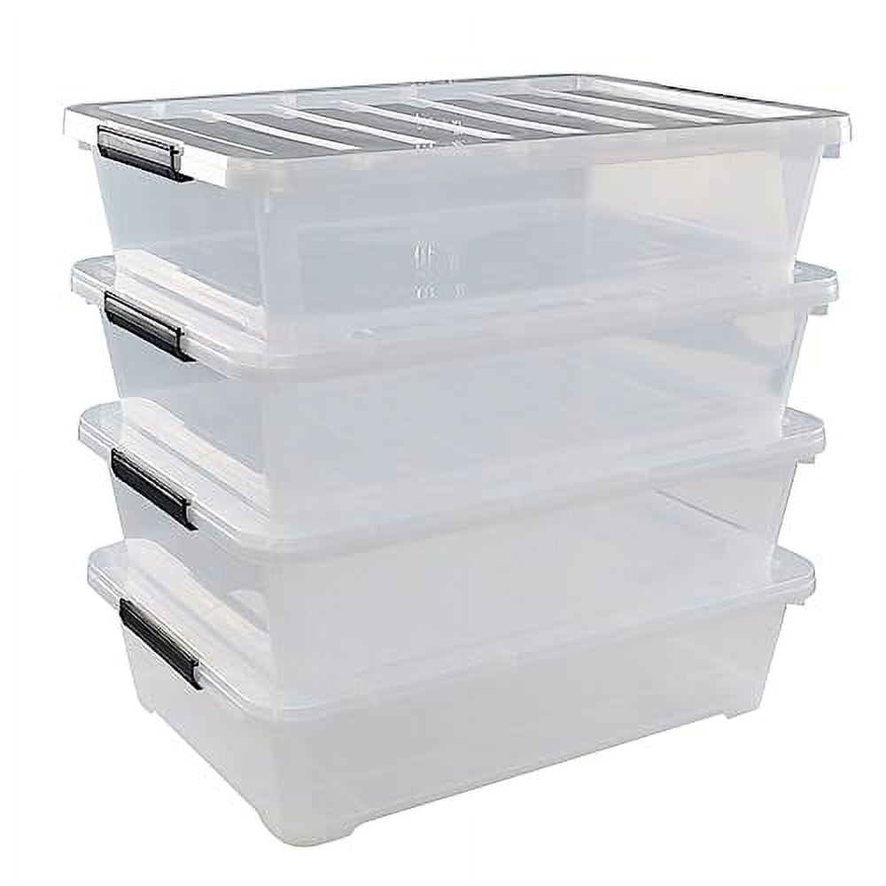 Hespama 40 Quart Plastic Underbed Storage Bin with Wheels, 4 Packs ...