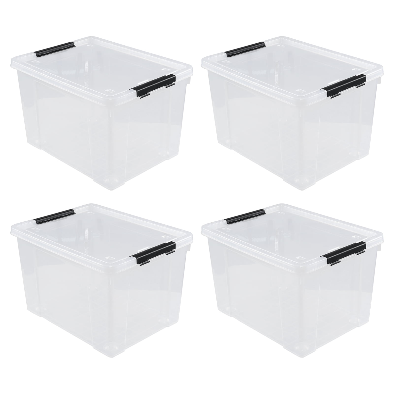Hespama 50 Quart Wheeled Storage Bins with lids, Clear Plastic ...
