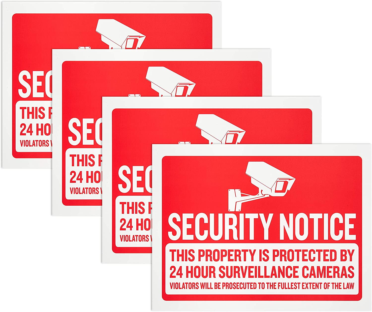 Hespex Security Notice Signs 9 x12" Plastic, Red & White (4 Pack ...