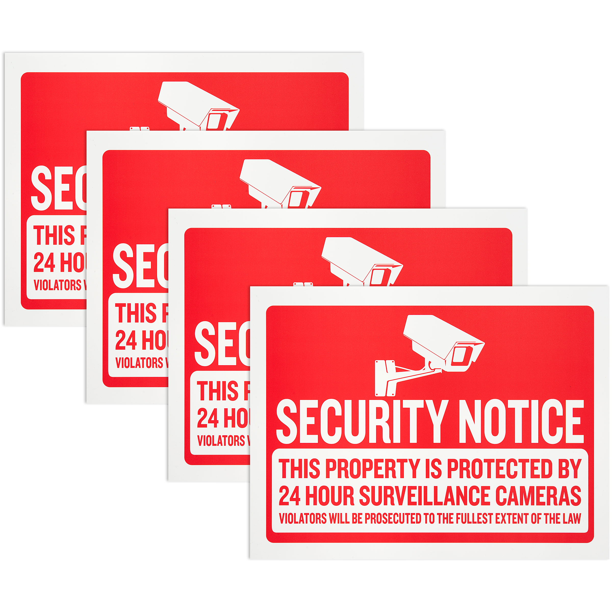 Hespex Security Notice Signs 9 x12" Plastic, Red & White (8Pk ...
