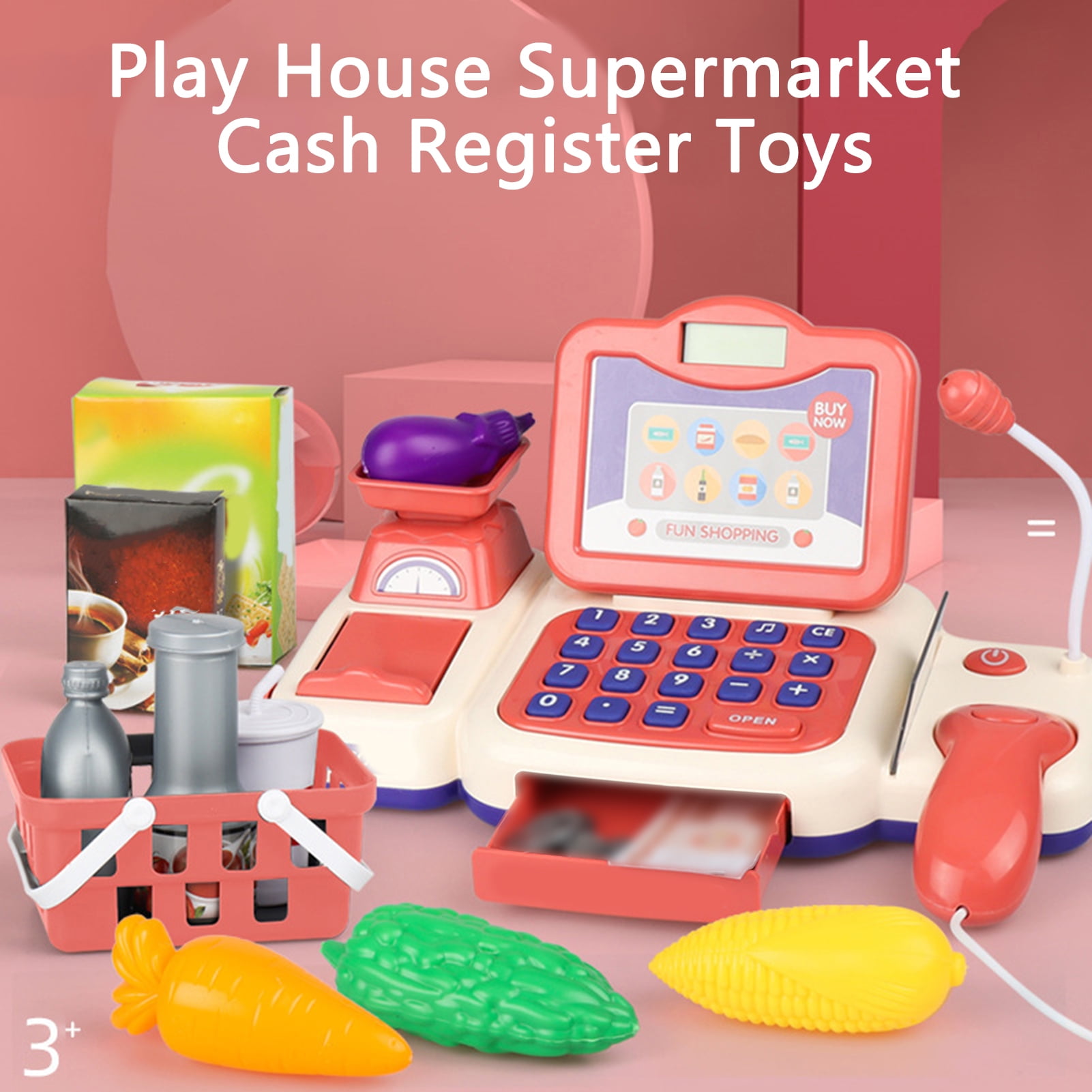 Hesroicy 1 Set Cash Register Toys 360-degree Rotation Microphone ...