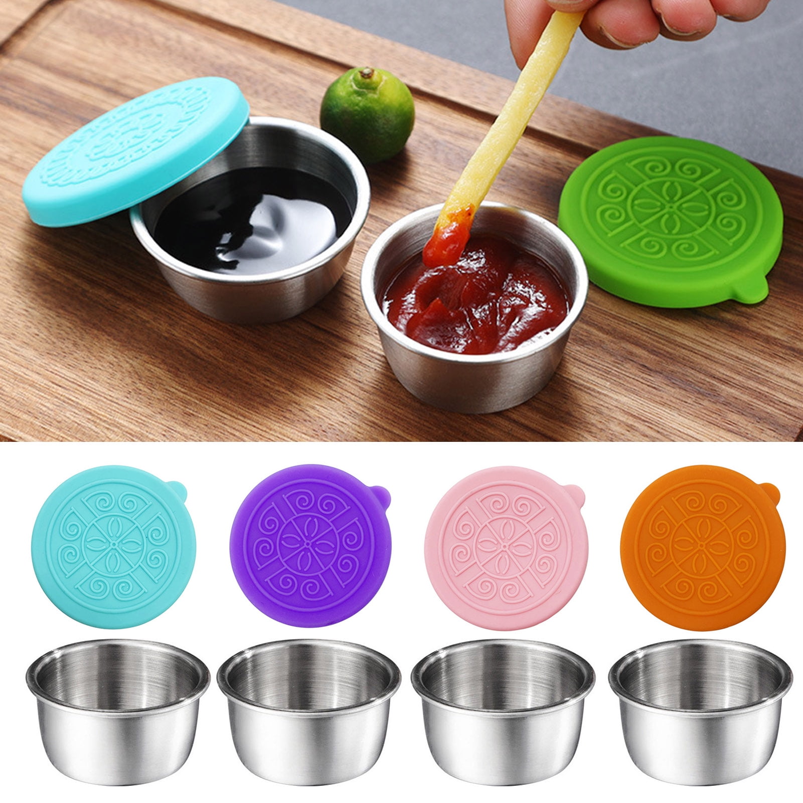 Hesroicy 1 Set of 50ml Sauce Cups with Silicone Lids - Large Capacity ...