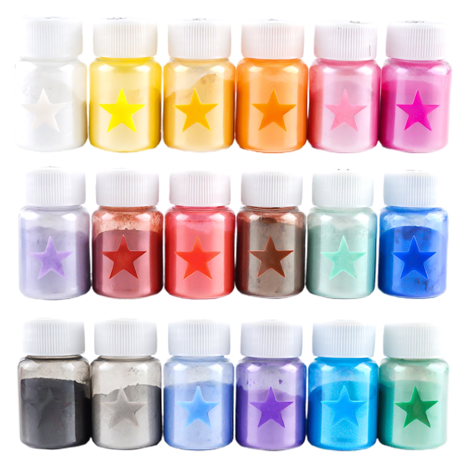 Hesroicy 18 Bottles Shiny Glitter Mica Powder Pigment - Epoxy Craft ...