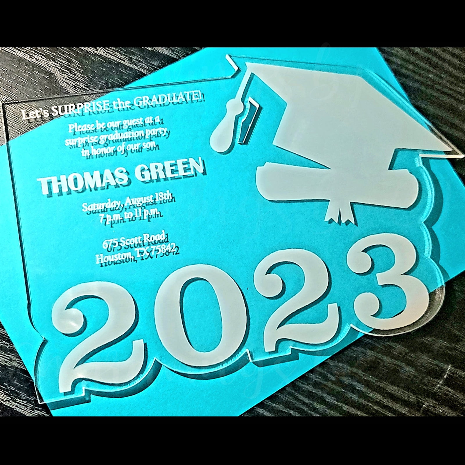Hesroicy 2023 Grad Party Invitation Card - Transparent Acrylic with ...