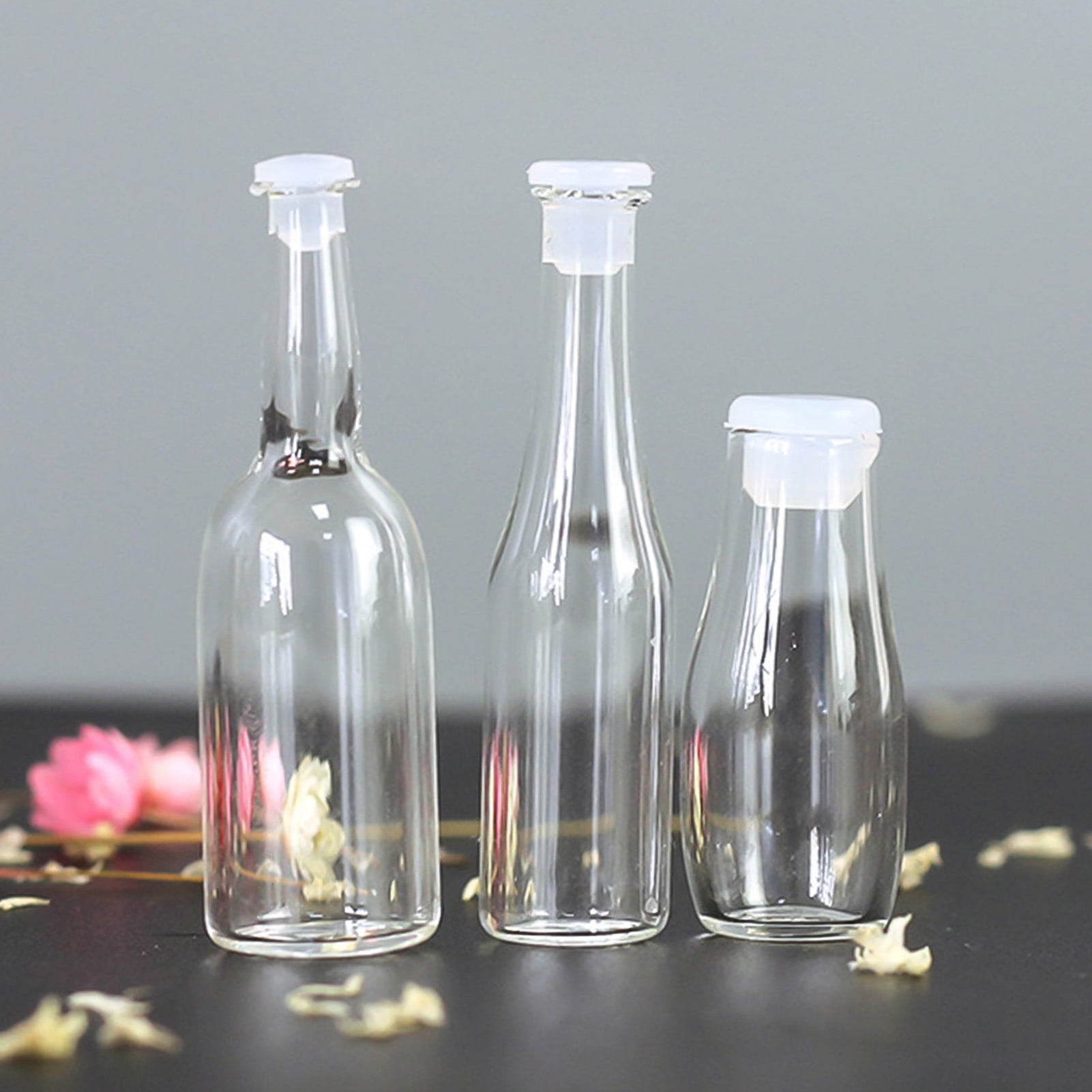 Hesroicy 2Pcs 1/12 Dollhouse Mini Home Scene Glass Bottle Simulation ...