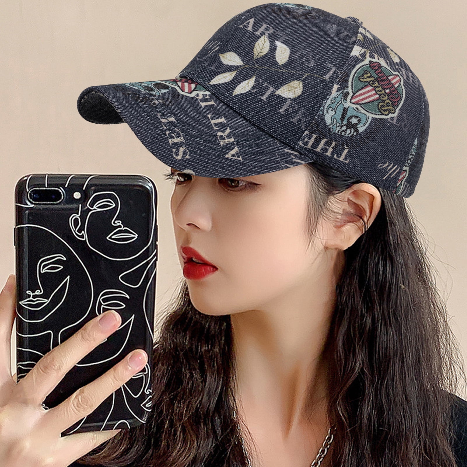 Hesroicy Baseball Cap Buckle Closure Folding Wide Brim Washed ...