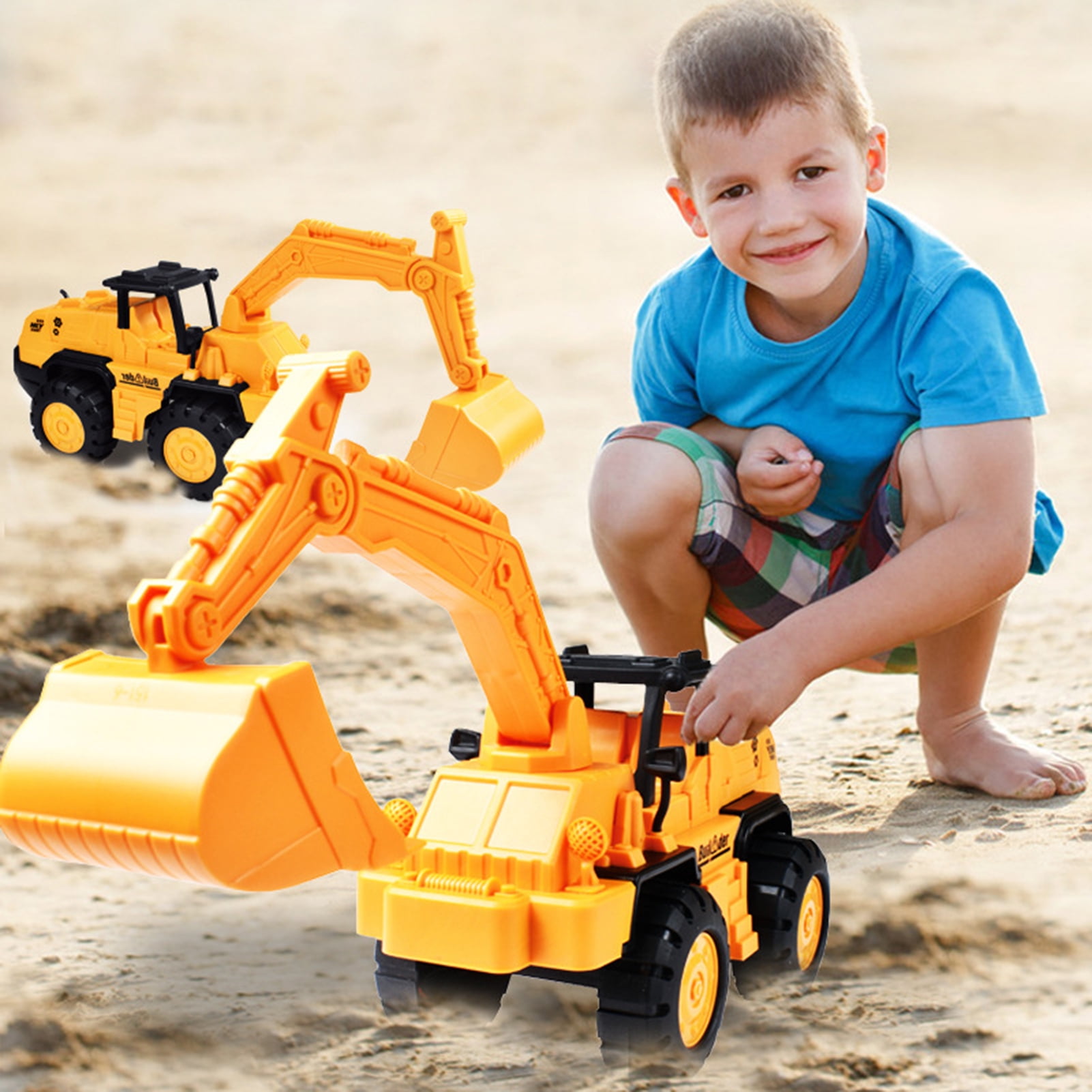 Hesroicy Beach Truck Toy Glide Forward Simulation Excavator Bulldozer ...