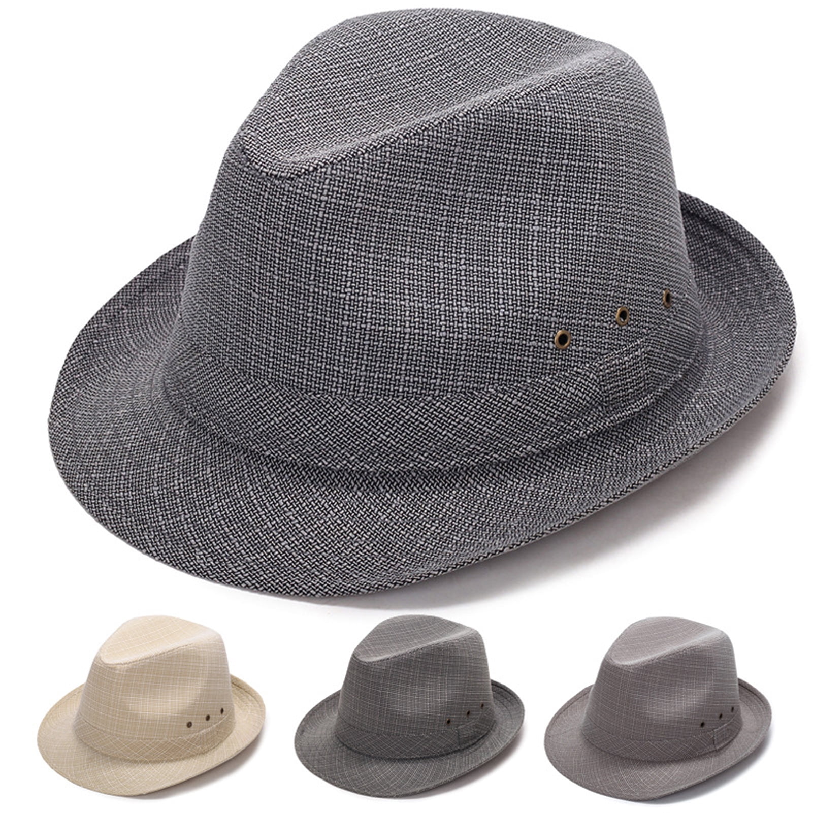 Hesroicy Breathable Mid aged Men's Jazz Hat with Hemming Wide Brim ...