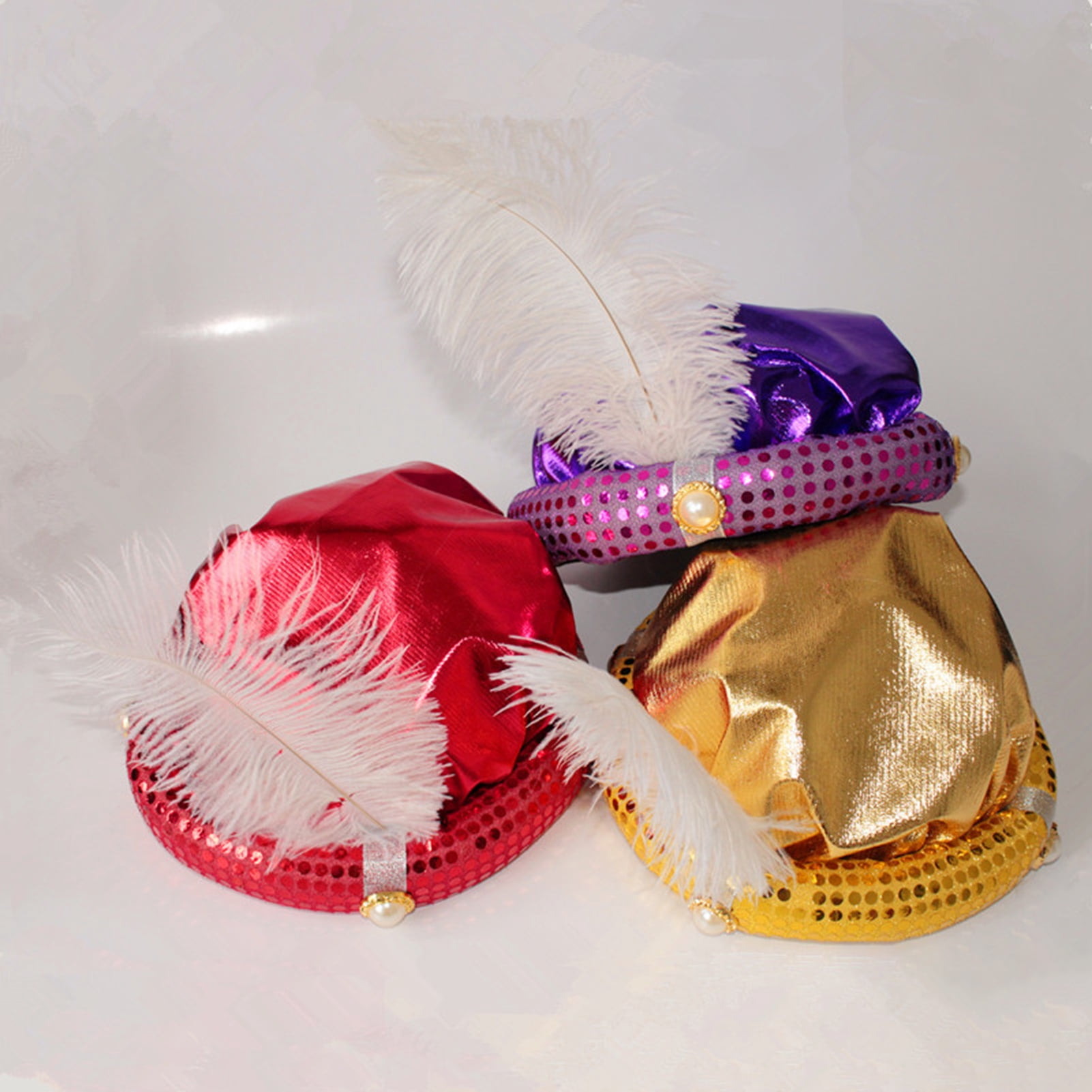Hesroicy Easter Hat Shiny Sequin Feather Decor Faux Pearl Headwear ...