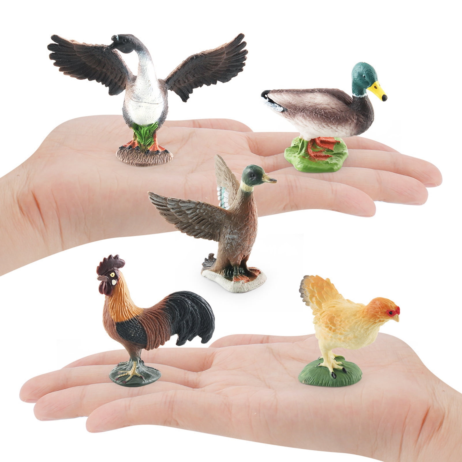 Hesroicy Farm Animal Figurine Hen Rooster Duck Goose Simulation ...