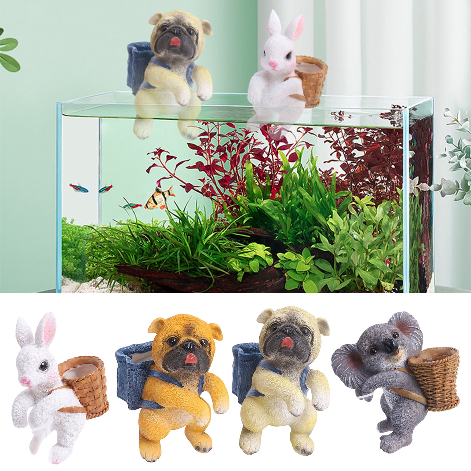Hesroicy Fish Tank Ornament Realistic Clear Textured Resin Rabbit ...