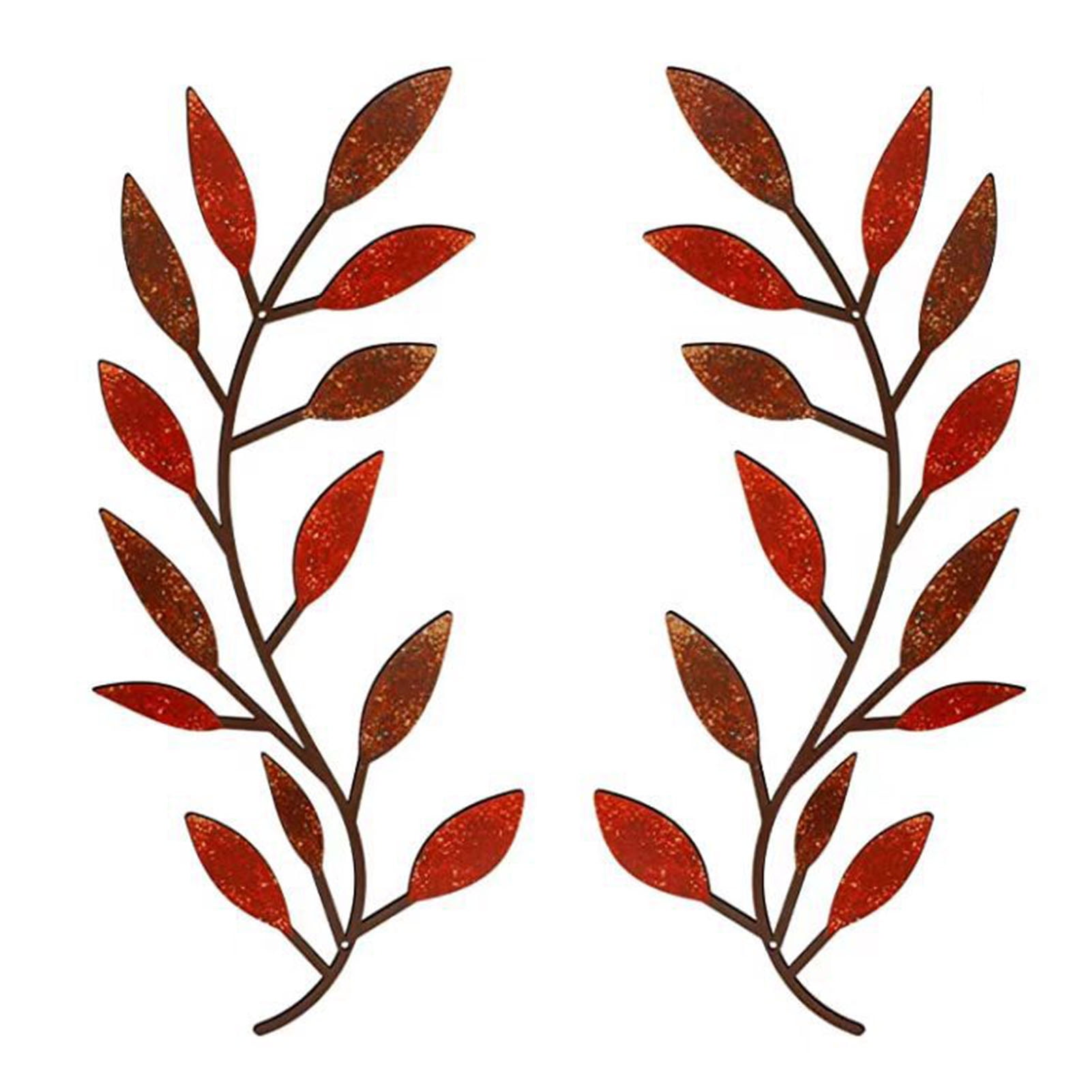 Hesroicy Leaf Wall Decor Set 2Pcs Symmetrical Black Wrought Iron Scroll ...