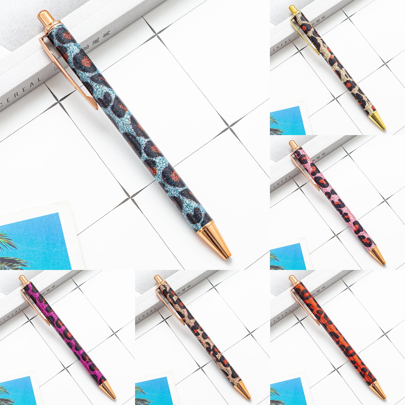 Hesroicy Leopard Print Ballpoint Pen - 1.0mm Metal Pen with Fluent ...
