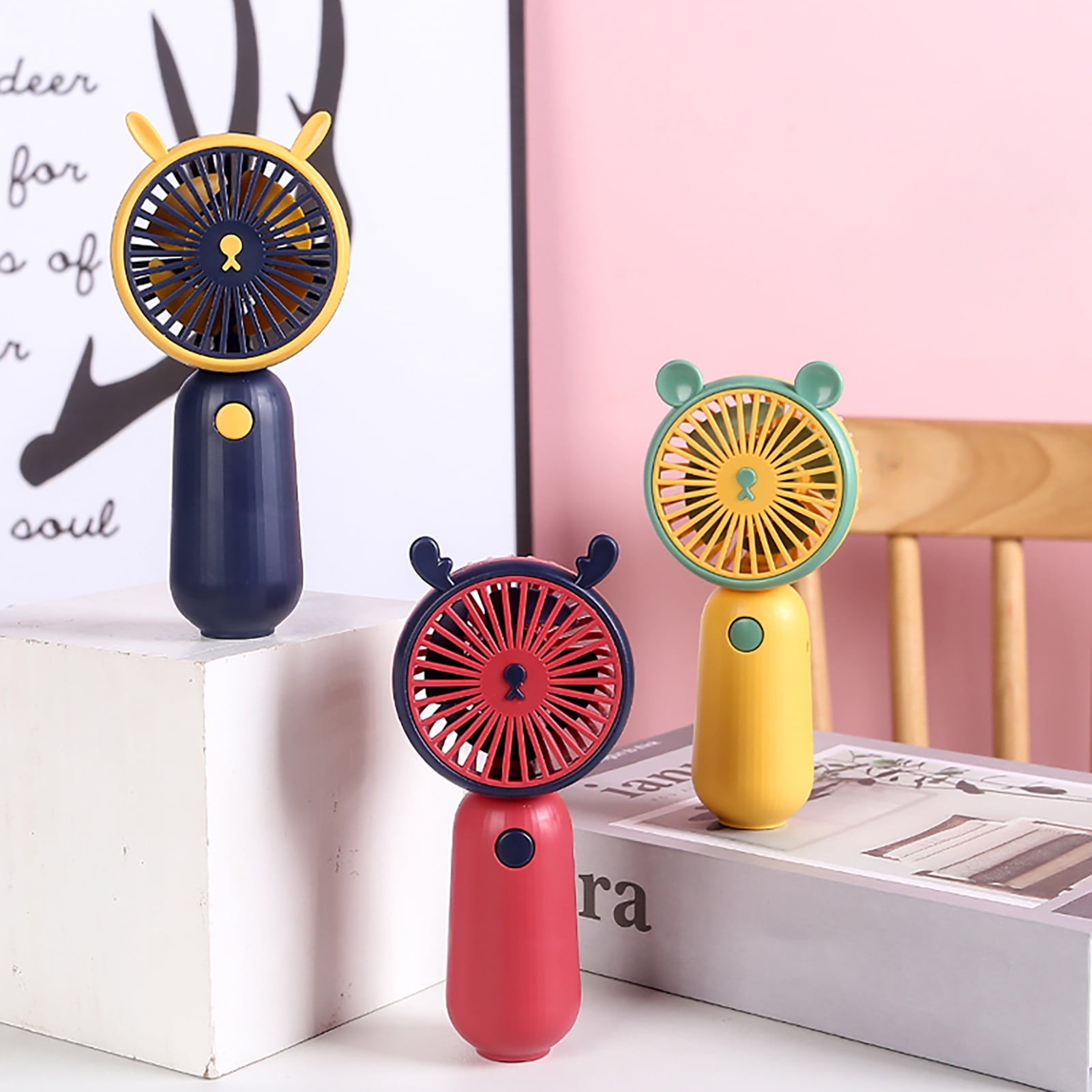 Hesroicy Mini Fan Powerful Cool Rechargeable Summer Adorable Cartoon ...